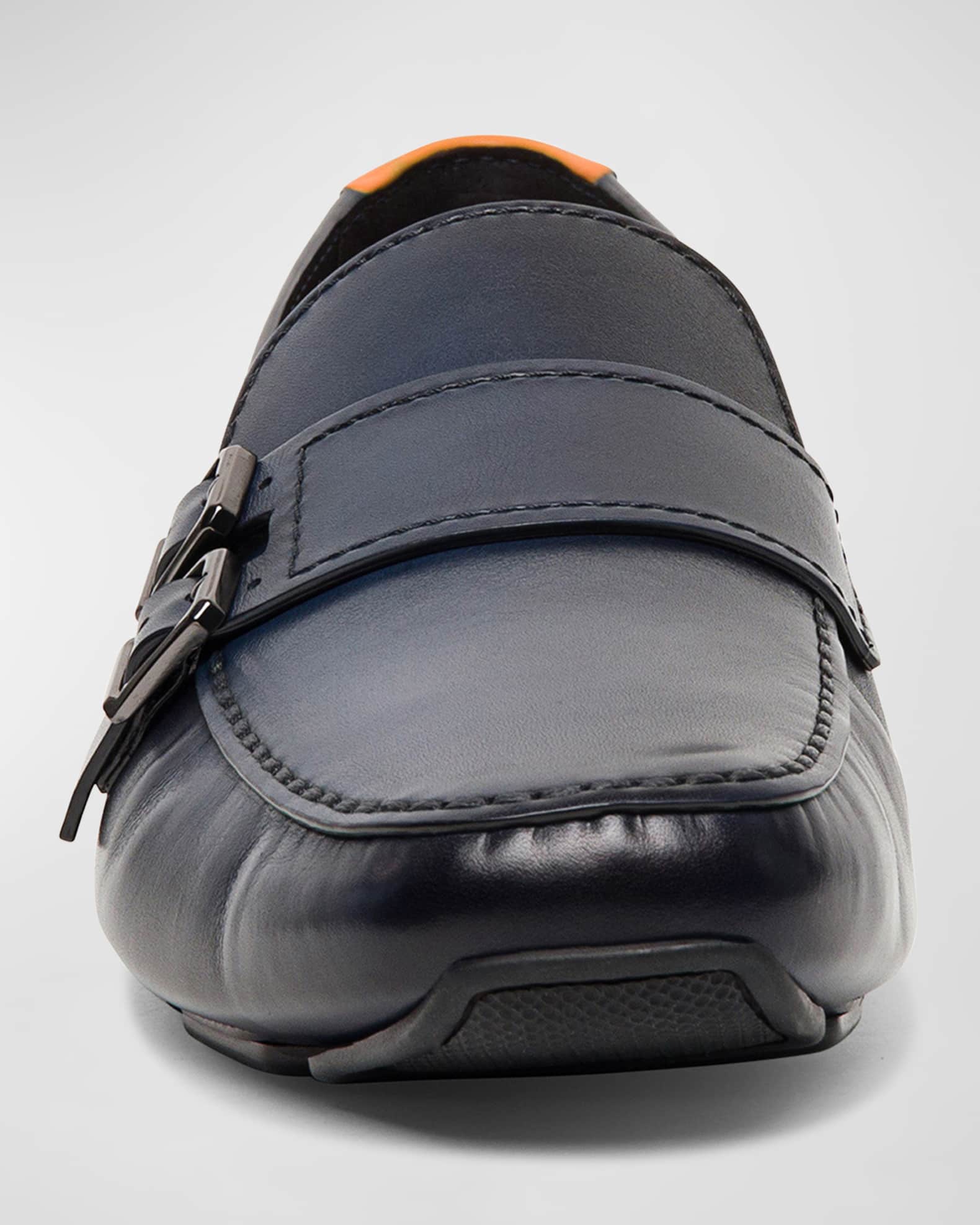 Santoni Men's Barbados Double-Buckle Leather Drivers | Neiman Marcus