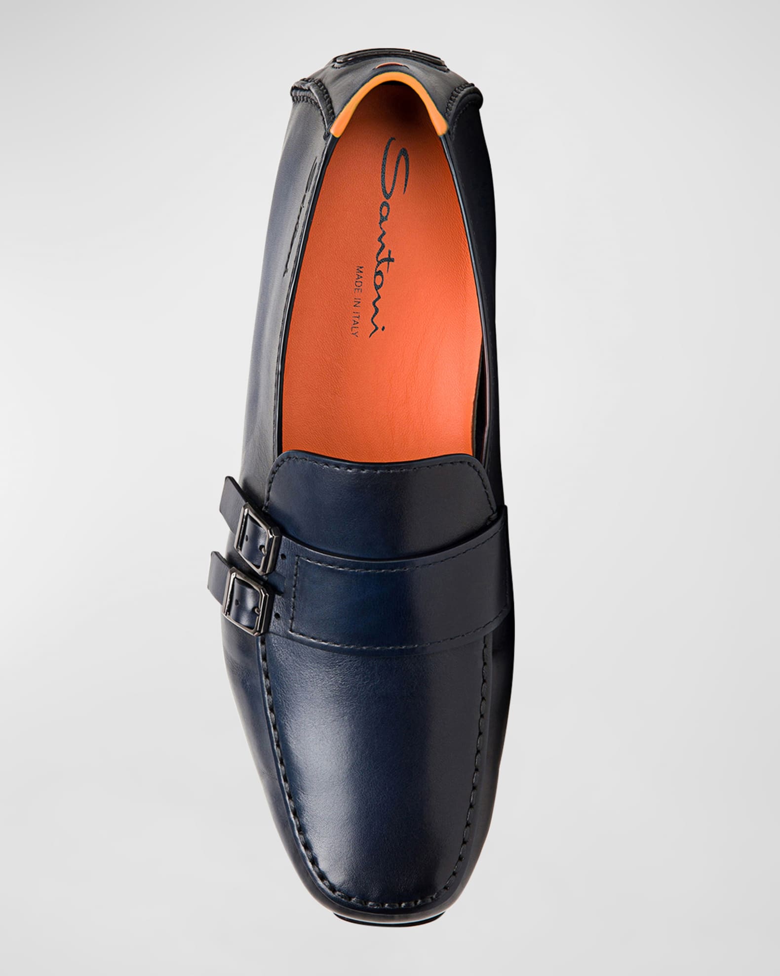 Santoni Men's Barbados Double-Buckle Leather Drivers | Neiman Marcus