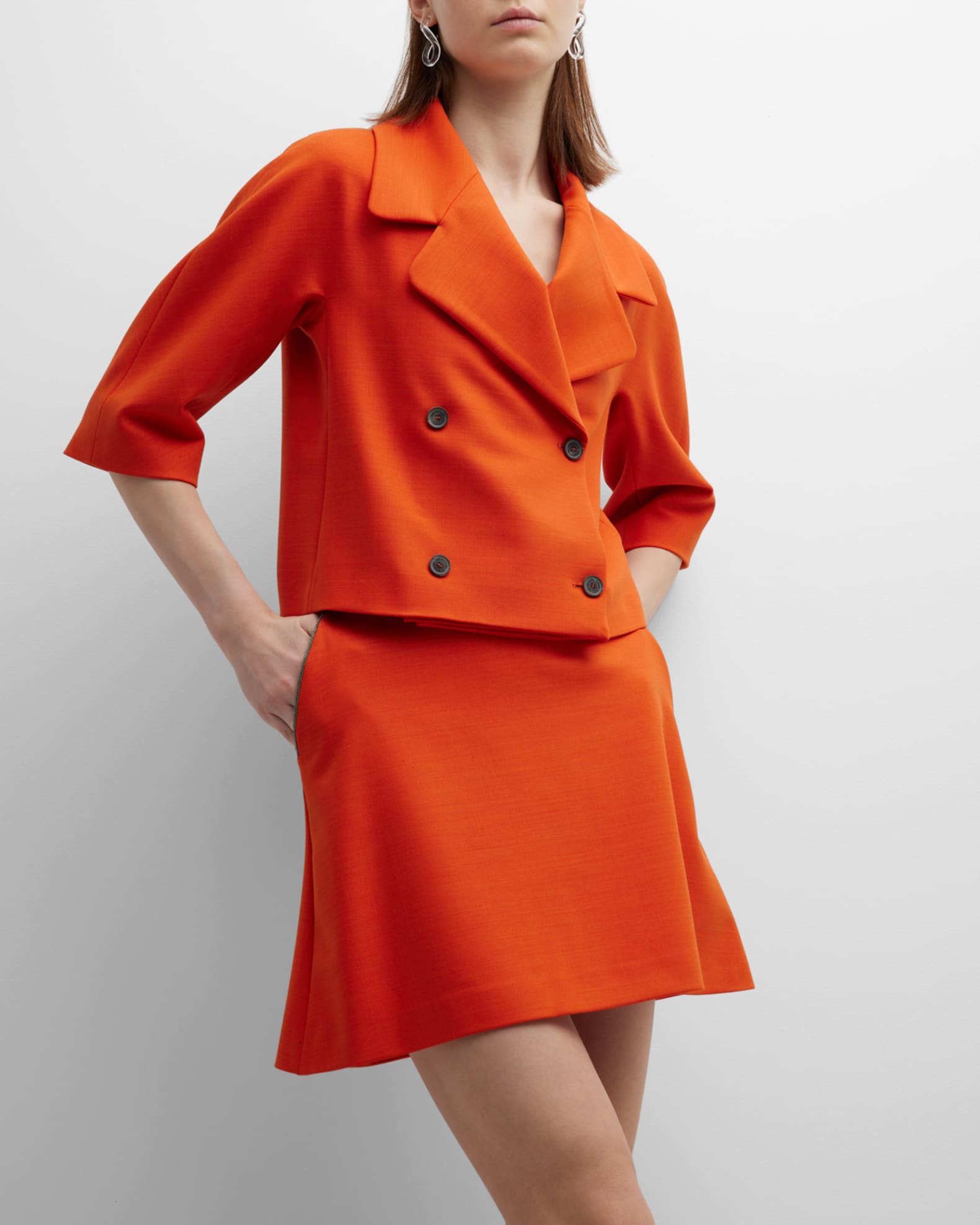 FABIANA FILIPPI Double-Breasted Boxy Stretch Wool Blazer | Neiman Marcus