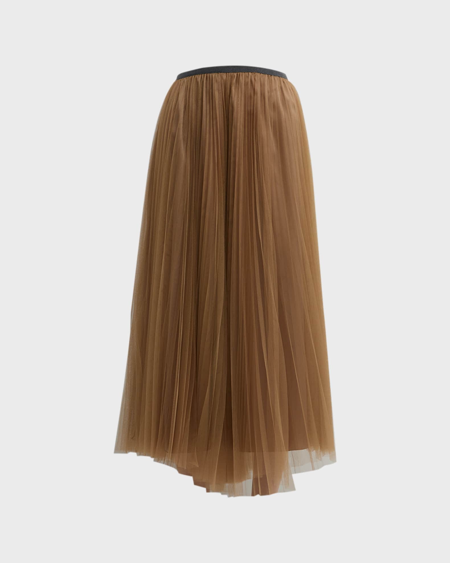 FABIANA FILIPPI A-Line Pleated Tulle Midi Skirt | Neiman Marcus