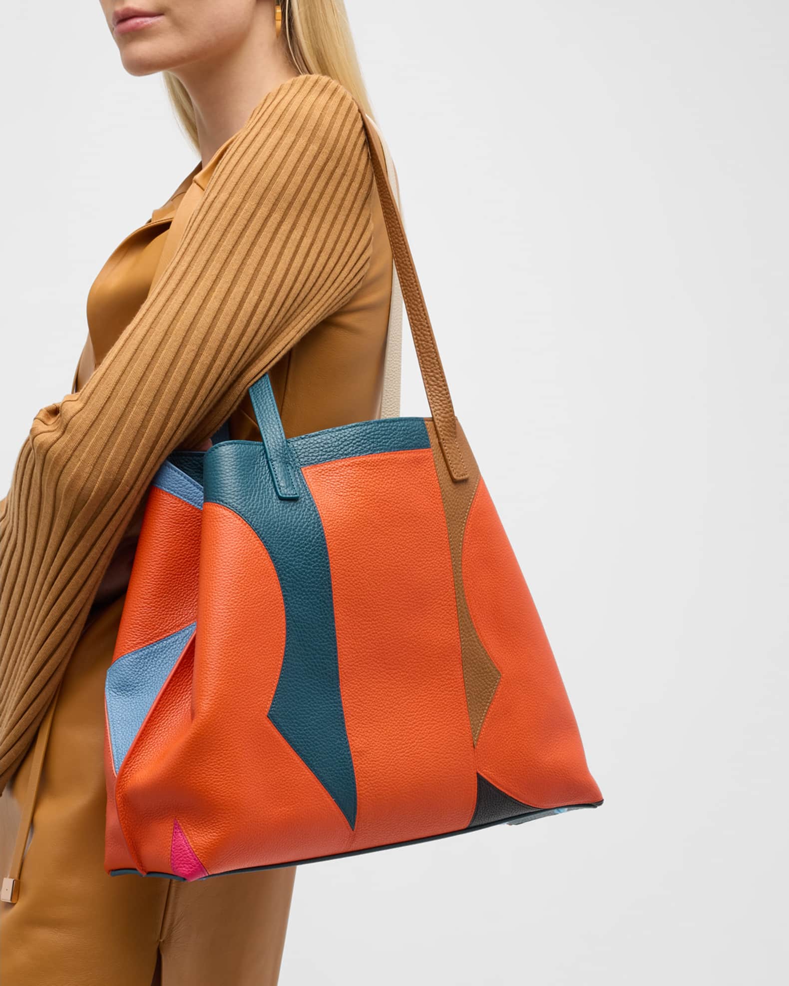 Akris Ai Medium Patchwork-Print Leather Shoulder Bag | Neiman Marcus