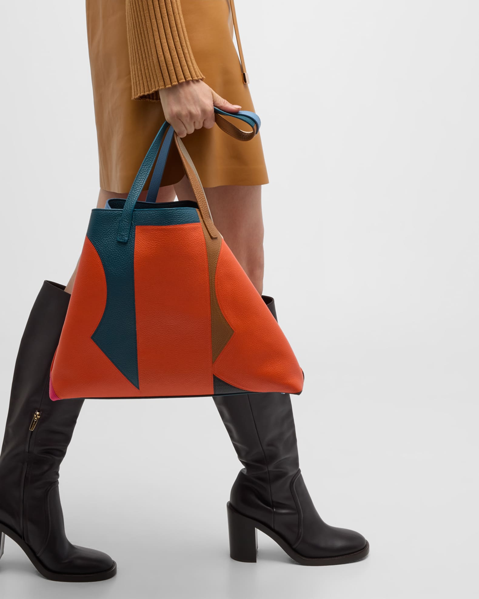 Akris Ai Medium Patchwork-Print Leather Shoulder Bag | Neiman Marcus