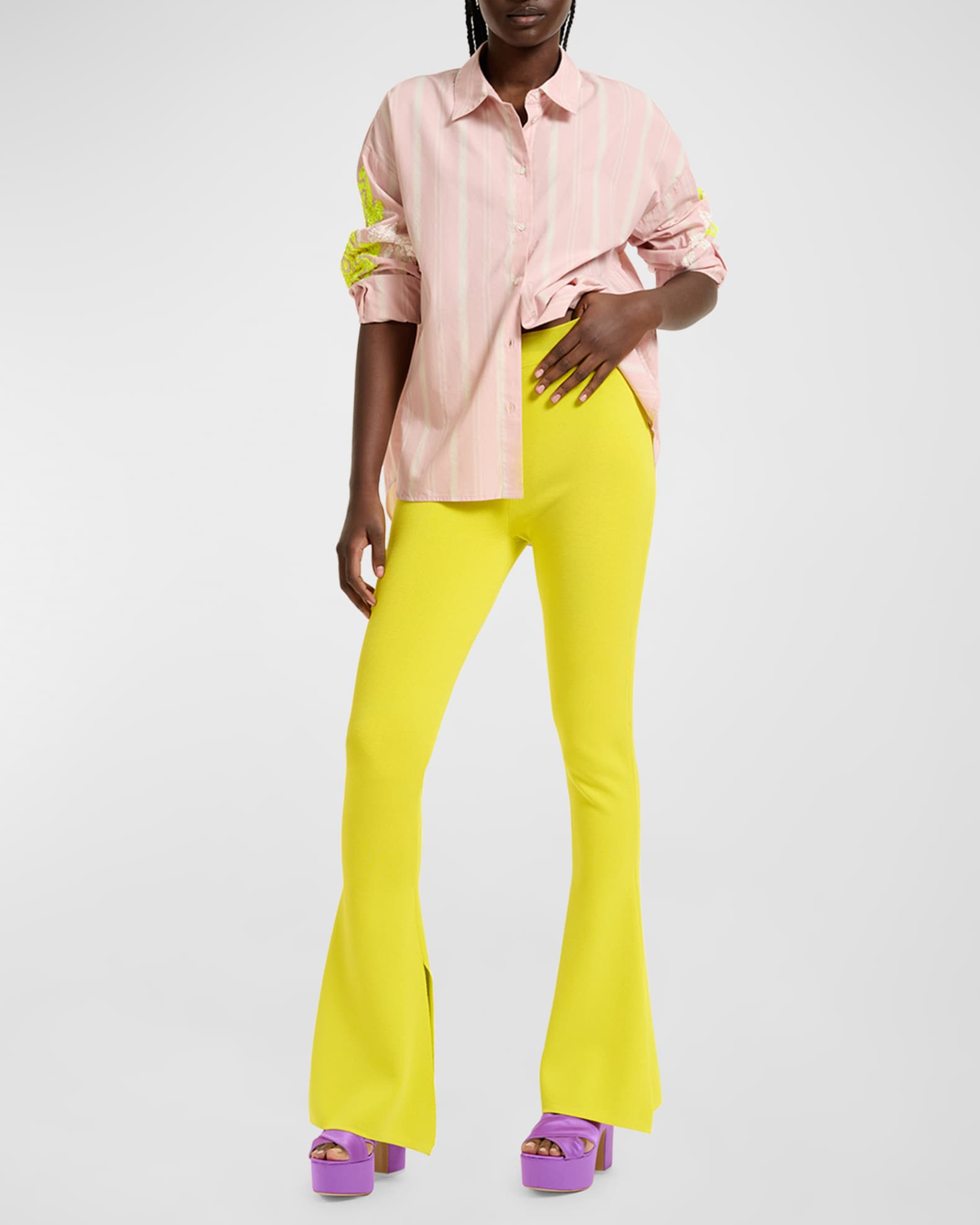 Essentiel Antwerp Dorothy Embellished Striped Cotton Shirt | Neiman Marcus