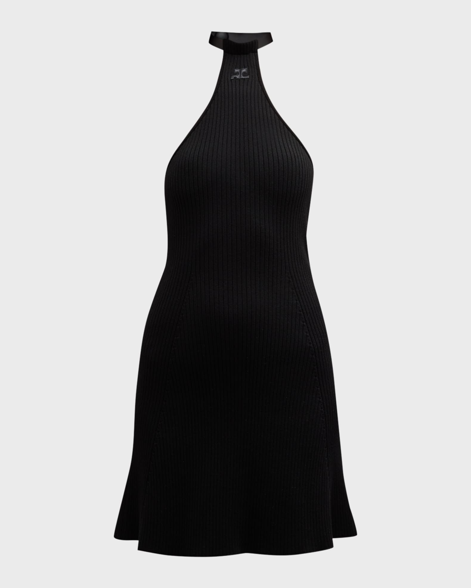 Courreges Choker Rib Knit Halter Mini Dress | Neiman Marcus