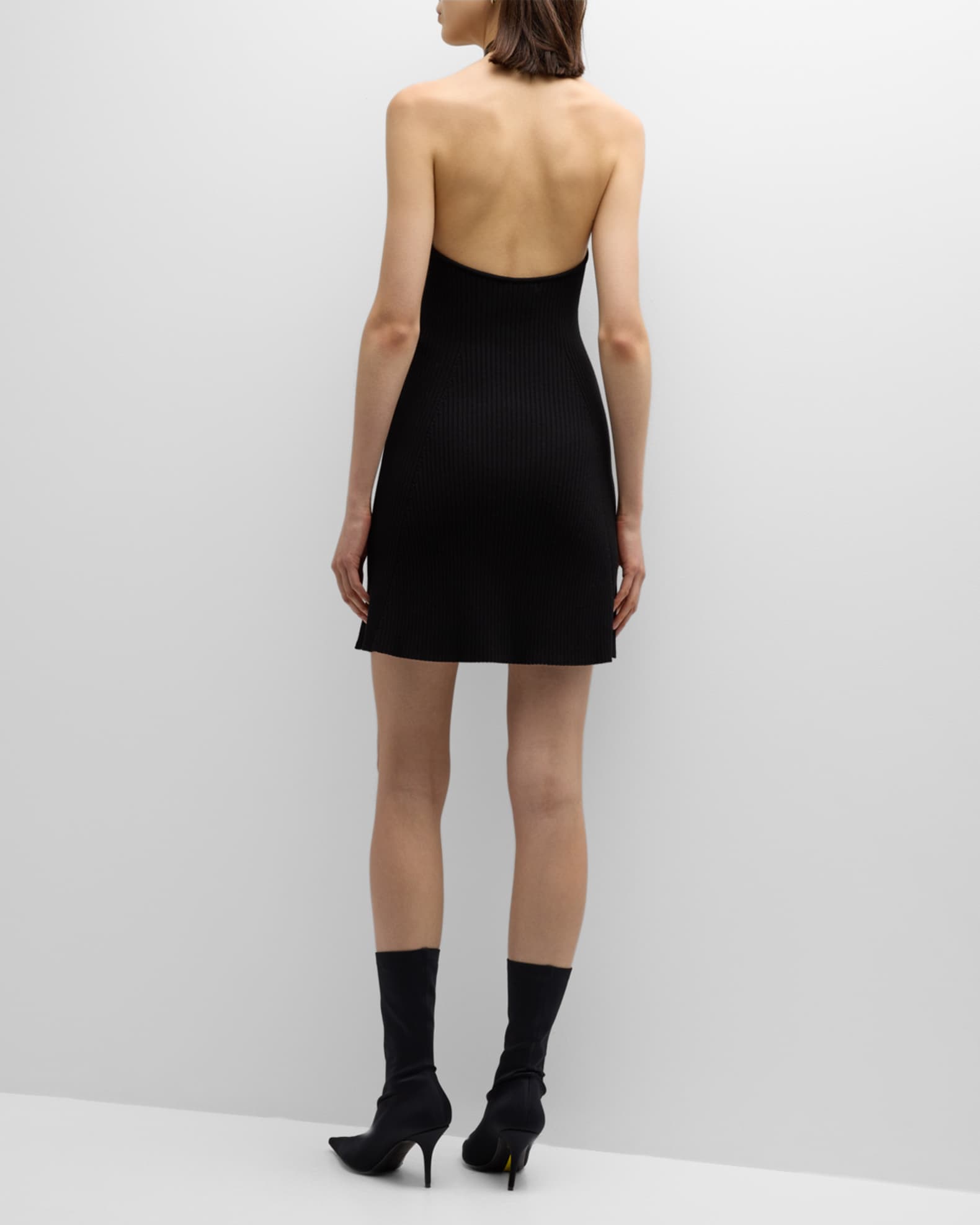 Courreges Choker Rib Knit Halter Mini Dress | Neiman Marcus