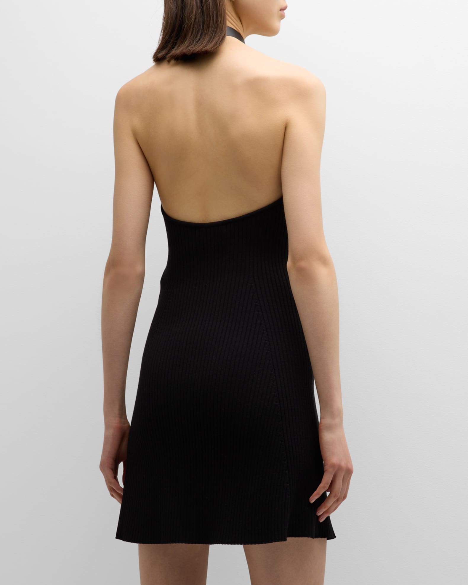 Courreges Choker Rib Knit Halter Mini Dress | Neiman Marcus