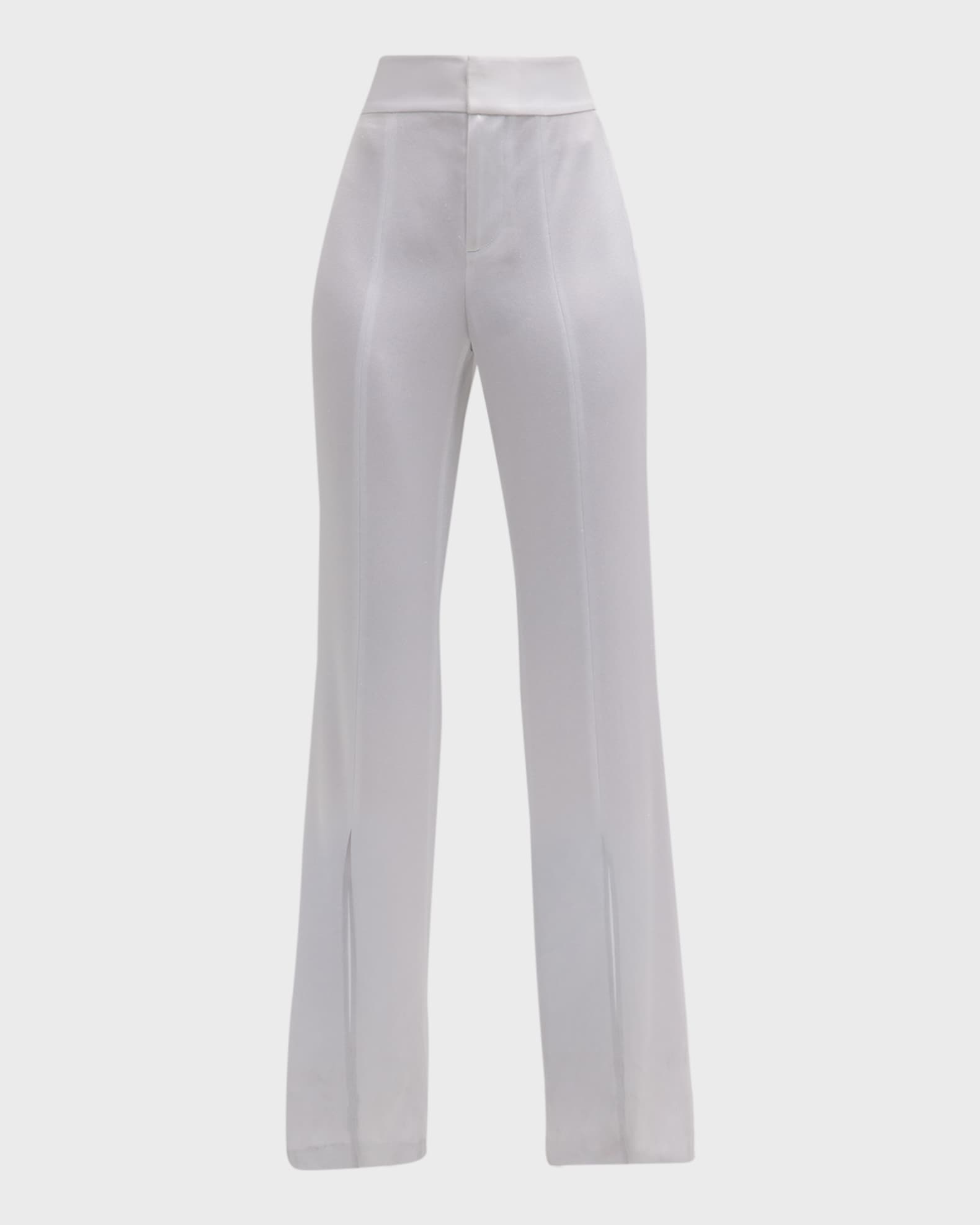 Alice + Olivia Jody Satin Front-Slit Pants | Neiman Marcus