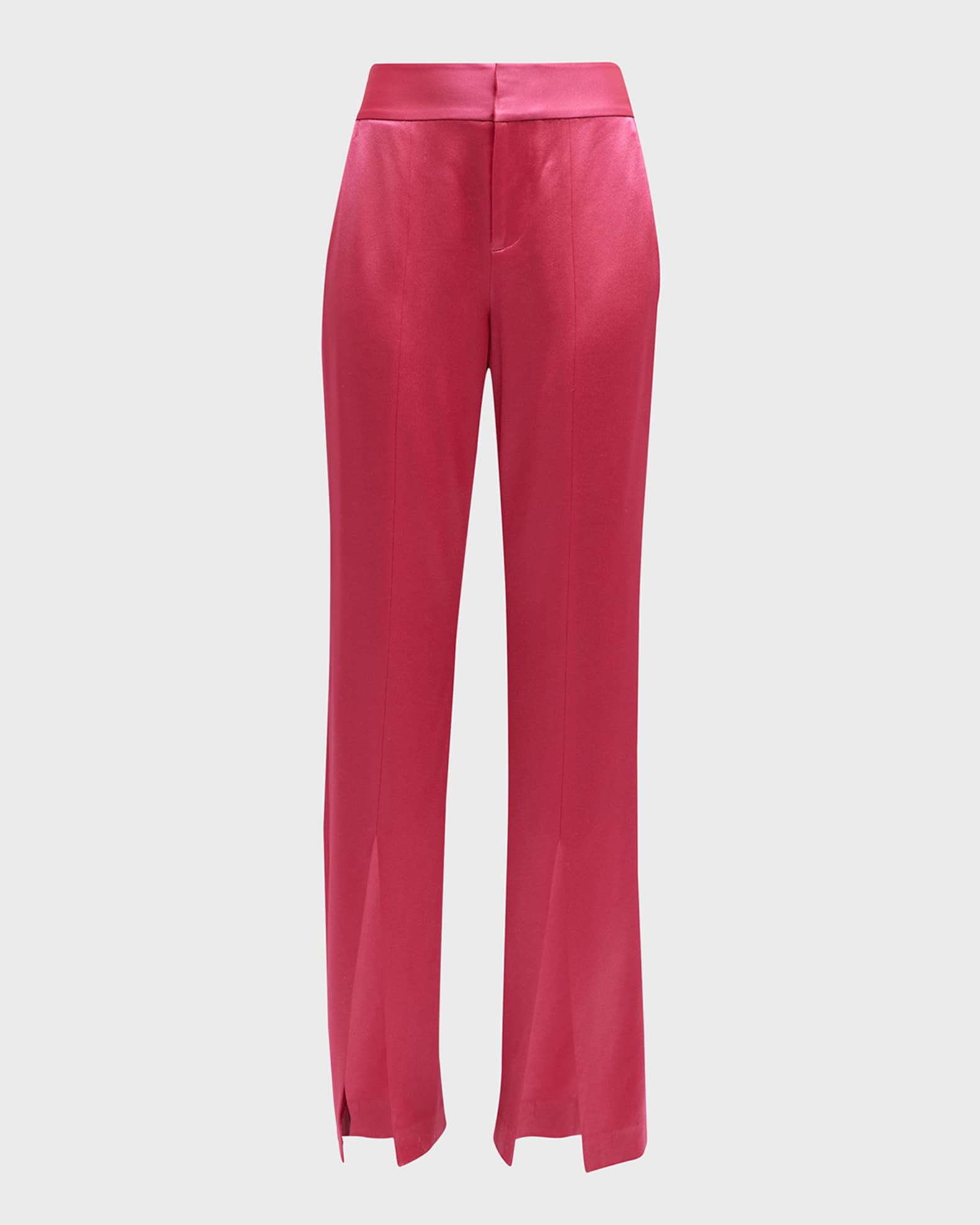 Alice + Olivia Jody Satin Front-Slit Pants | Neiman Marcus