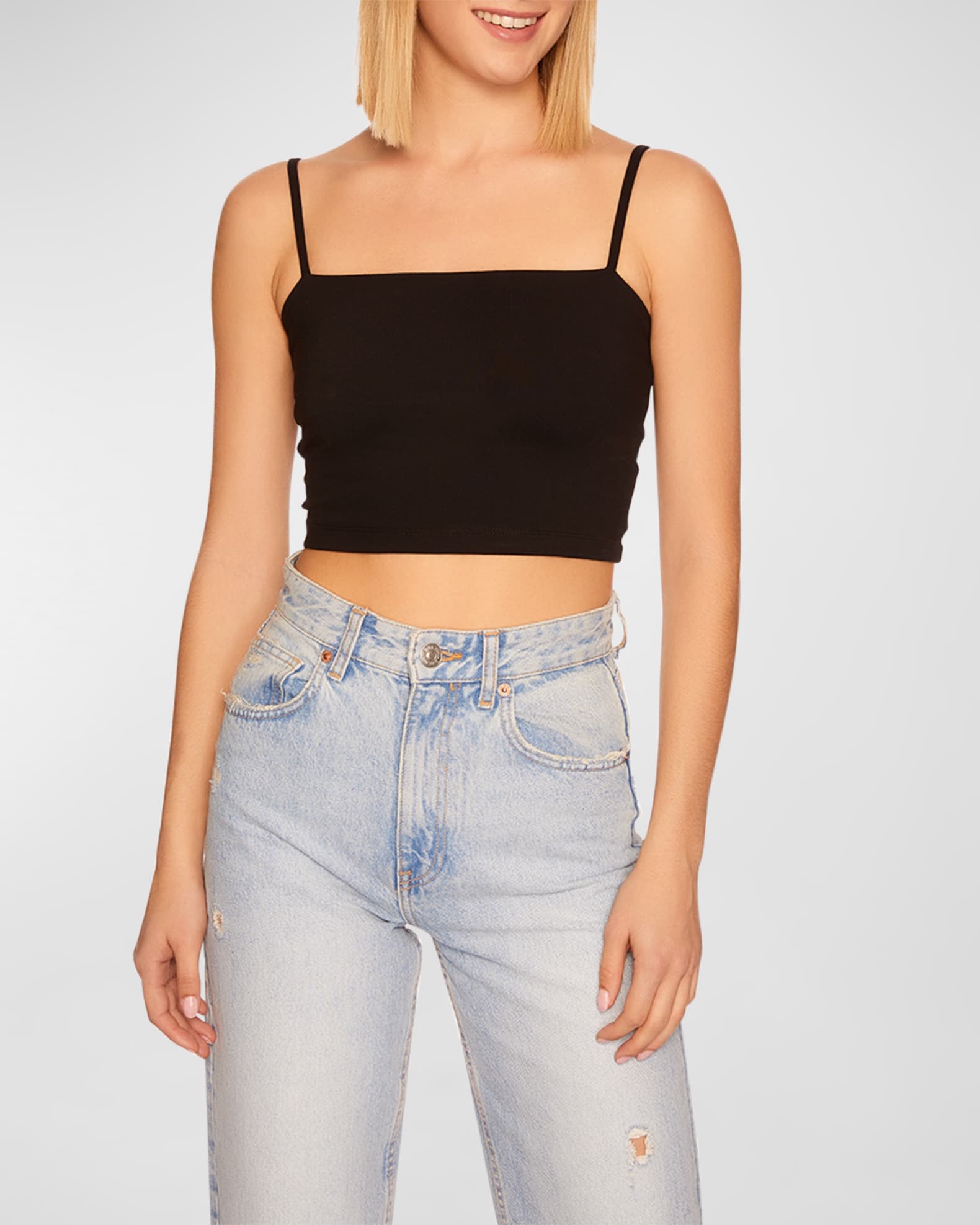 Susana Monaco Square-Neck String Crop Top | Neiman Marcus