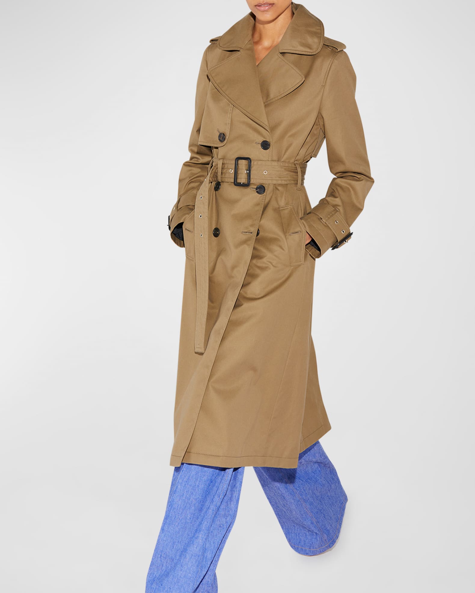 CALLAS Milano Belted Double-Breasted A-Line Trench Coat | Neiman Marcus