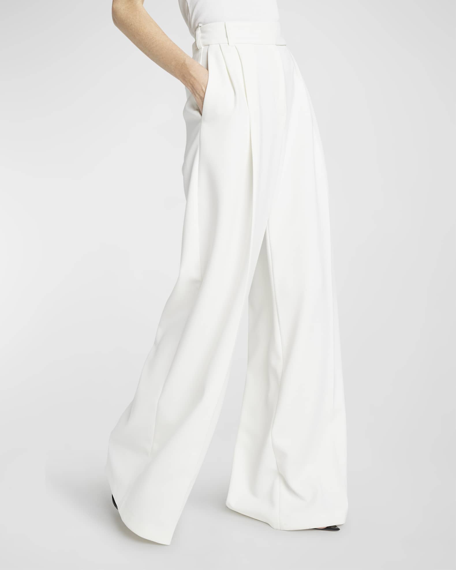 Alexandre Vauthier High-Rise Pleated Wide-Leg Pants | Neiman Marcus