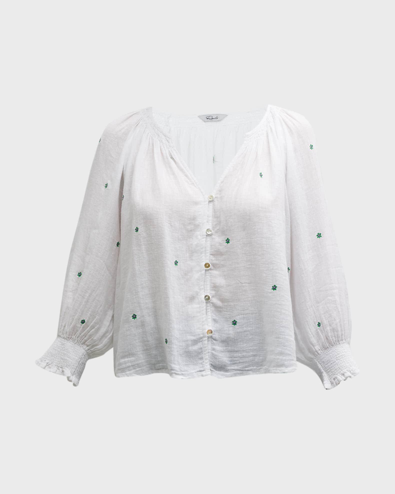 Rails Mariah Floral-Embroidered Blouse | Neiman Marcus