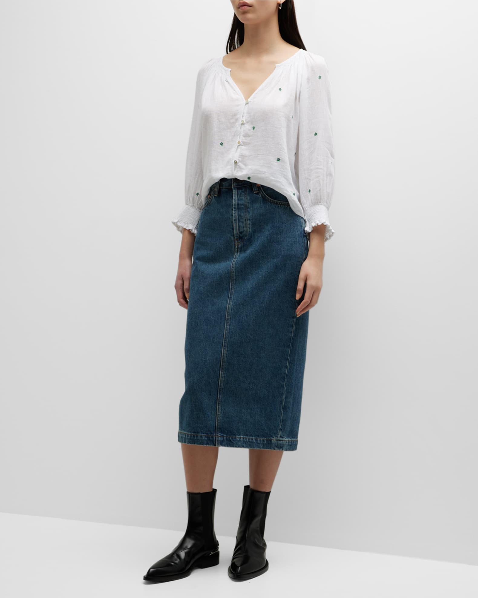 Rails Mariah Floral-Embroidered Blouse | Neiman Marcus