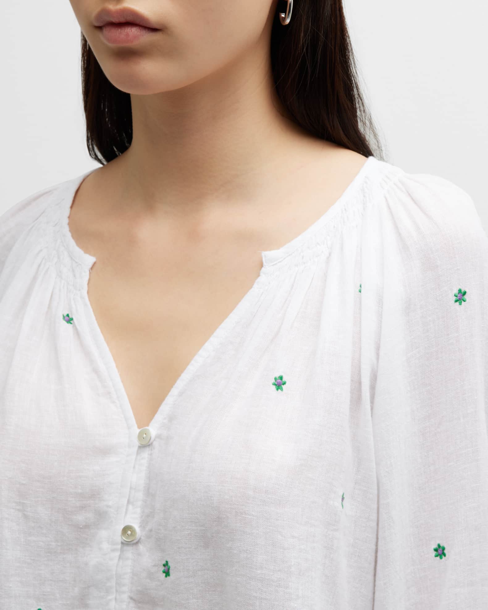 Rails Mariah Floral-Embroidered Blouse | Neiman Marcus