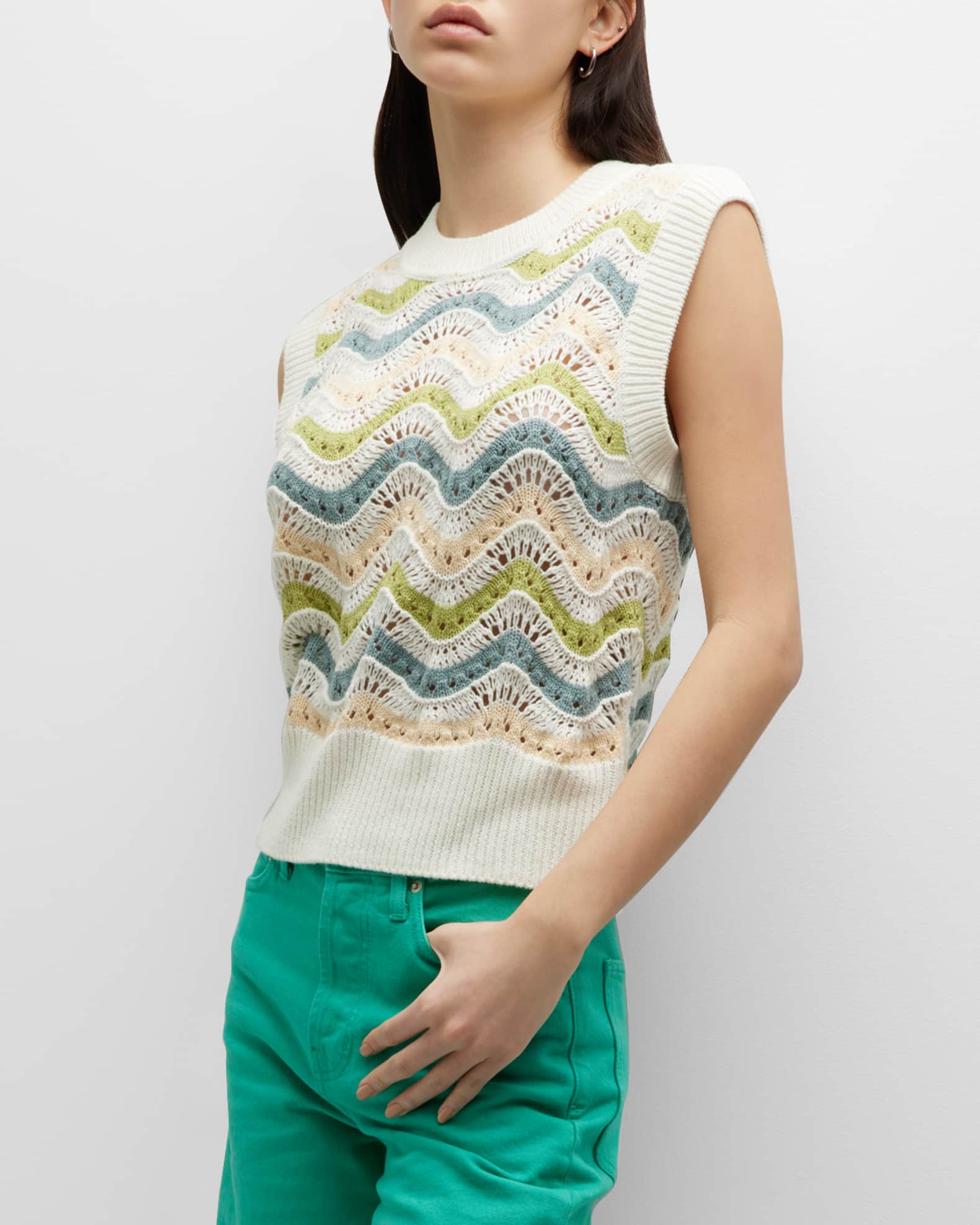 Rails Mabel Crochet Stripe Sweater Vest | Neiman Marcus