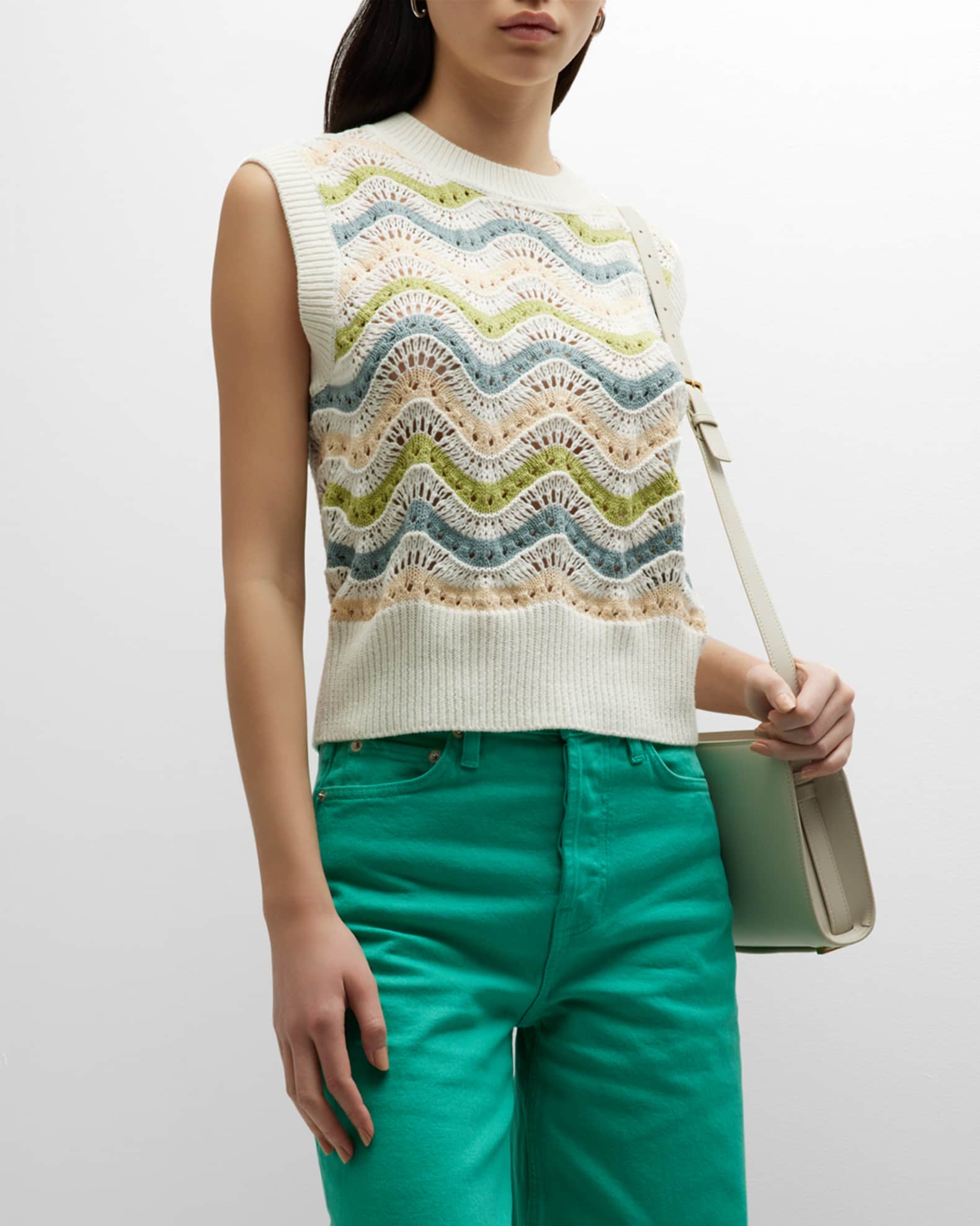 Rails Mabel Crochet Stripe Sweater Vest | Neiman Marcus
