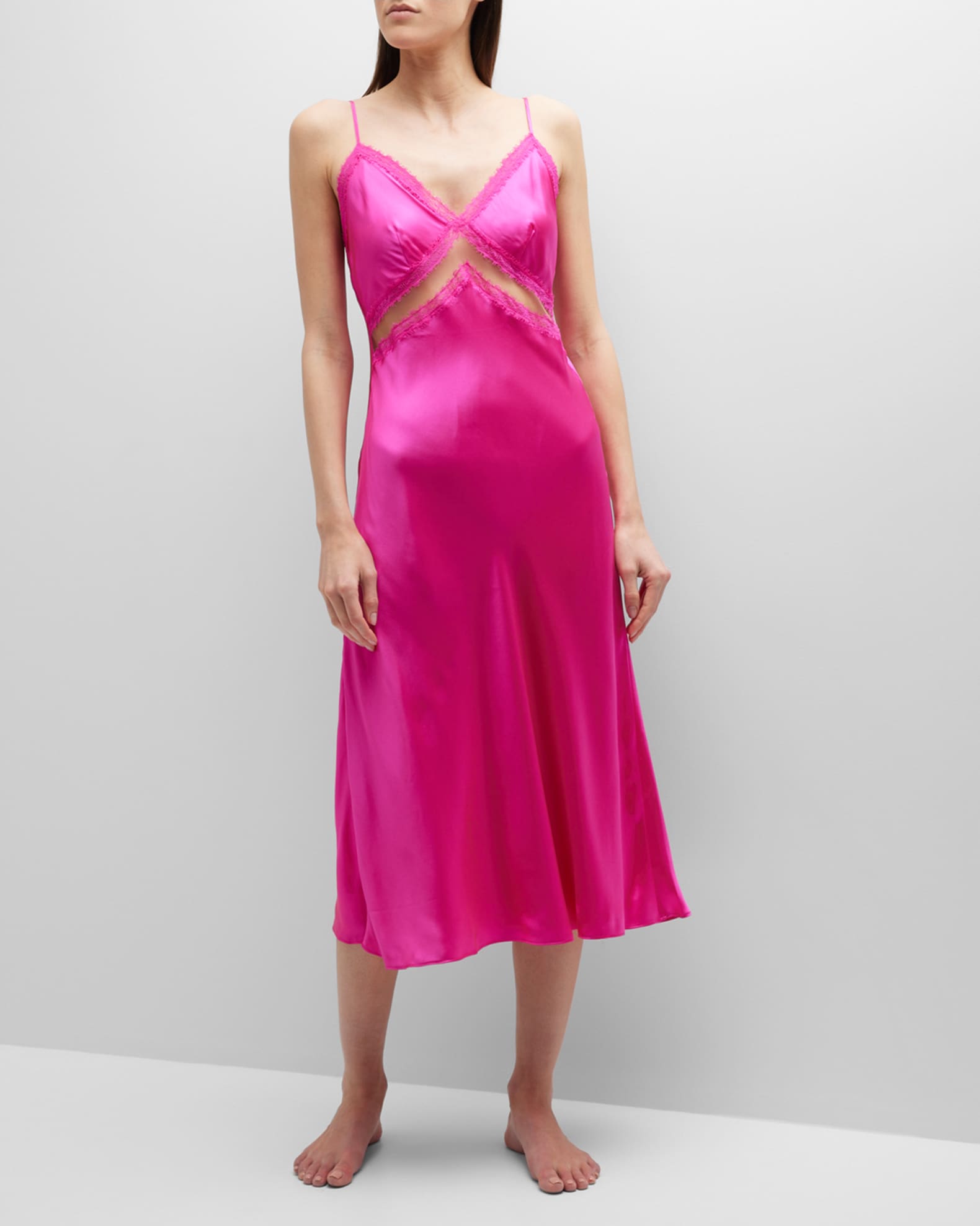 Cami NYC Delfina Silk Charmeuse Midi Slip Dress | Neiman Marcus