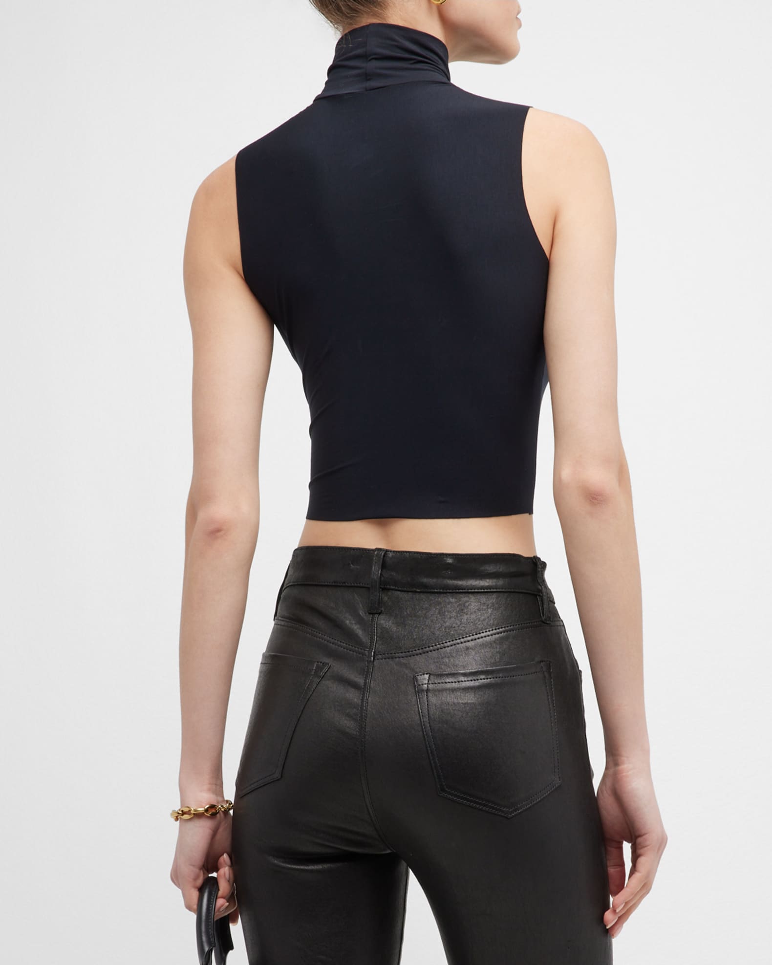 Commando Butter Sleeveless Cropped Turtleneck Top | Neiman Marcus
