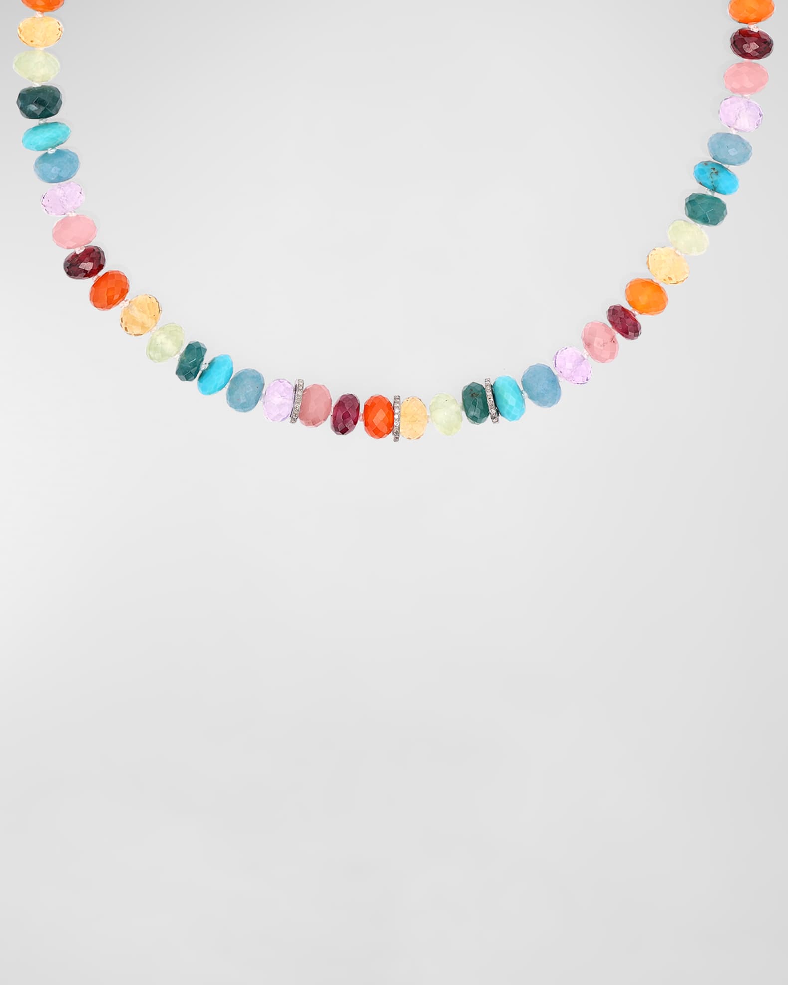 Sheryl Lowe Diamond Rondelle and Mixed Stone Bead Necklace | Neiman Marcus