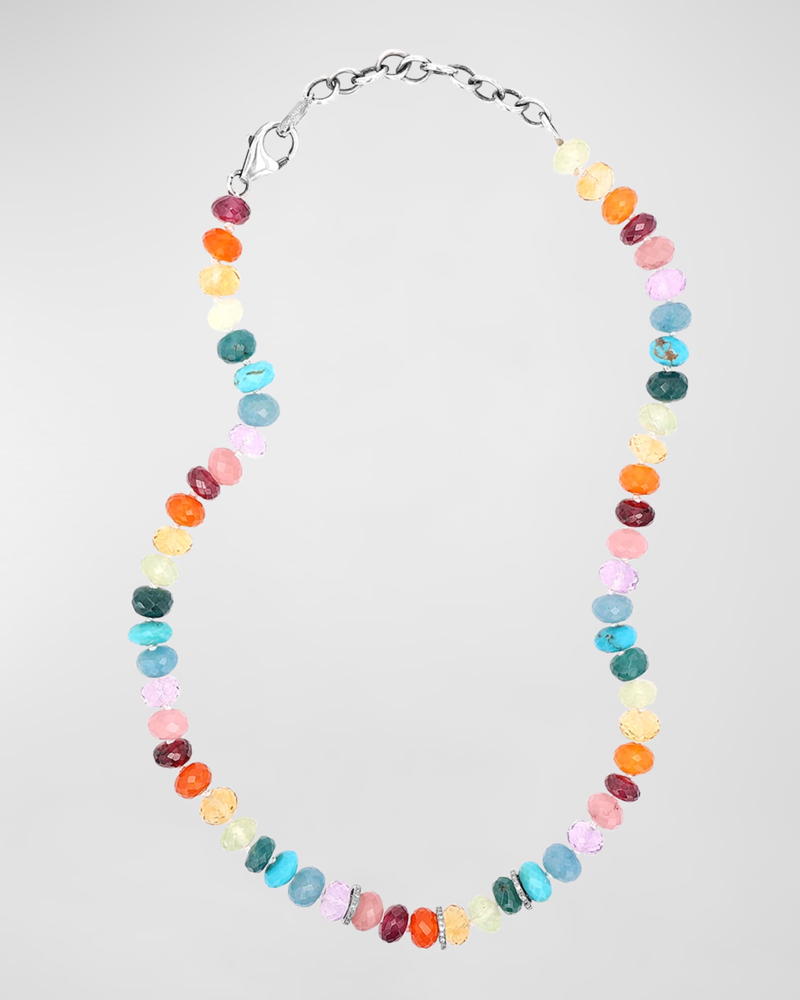 Sheryl Lowe Diamond Rondelle and Mixed Stone Bead Necklace | Neiman Marcus