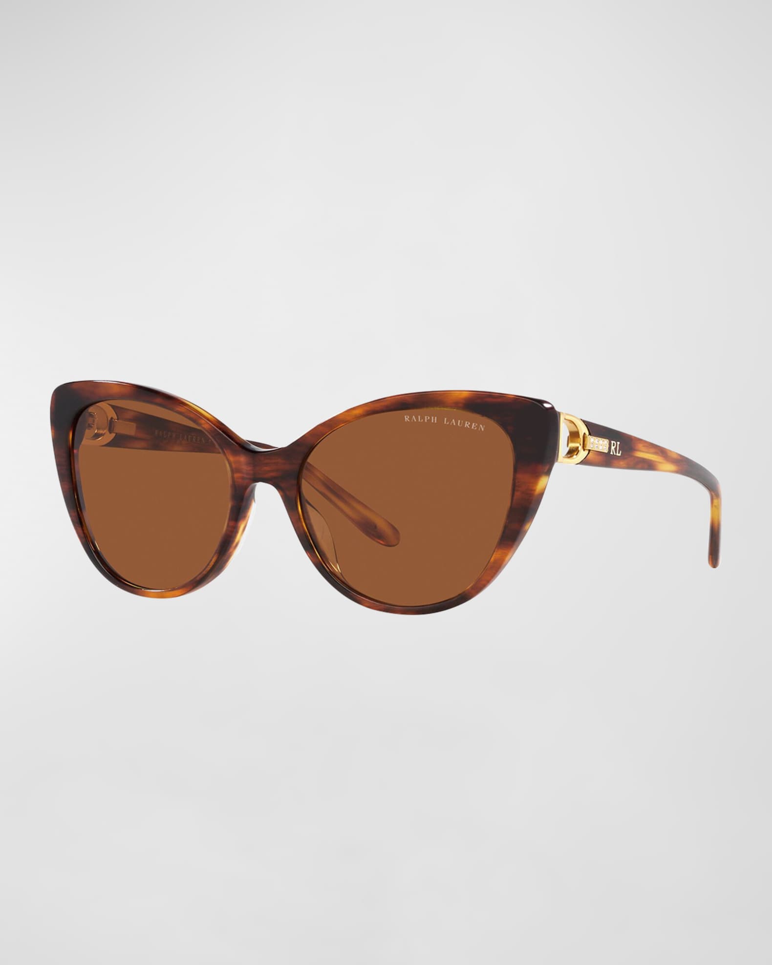 Lauren Ralph Lauren Crystal-Embellished Golden Acetate Cat-Eye Sunglasses | Neiman Marcus