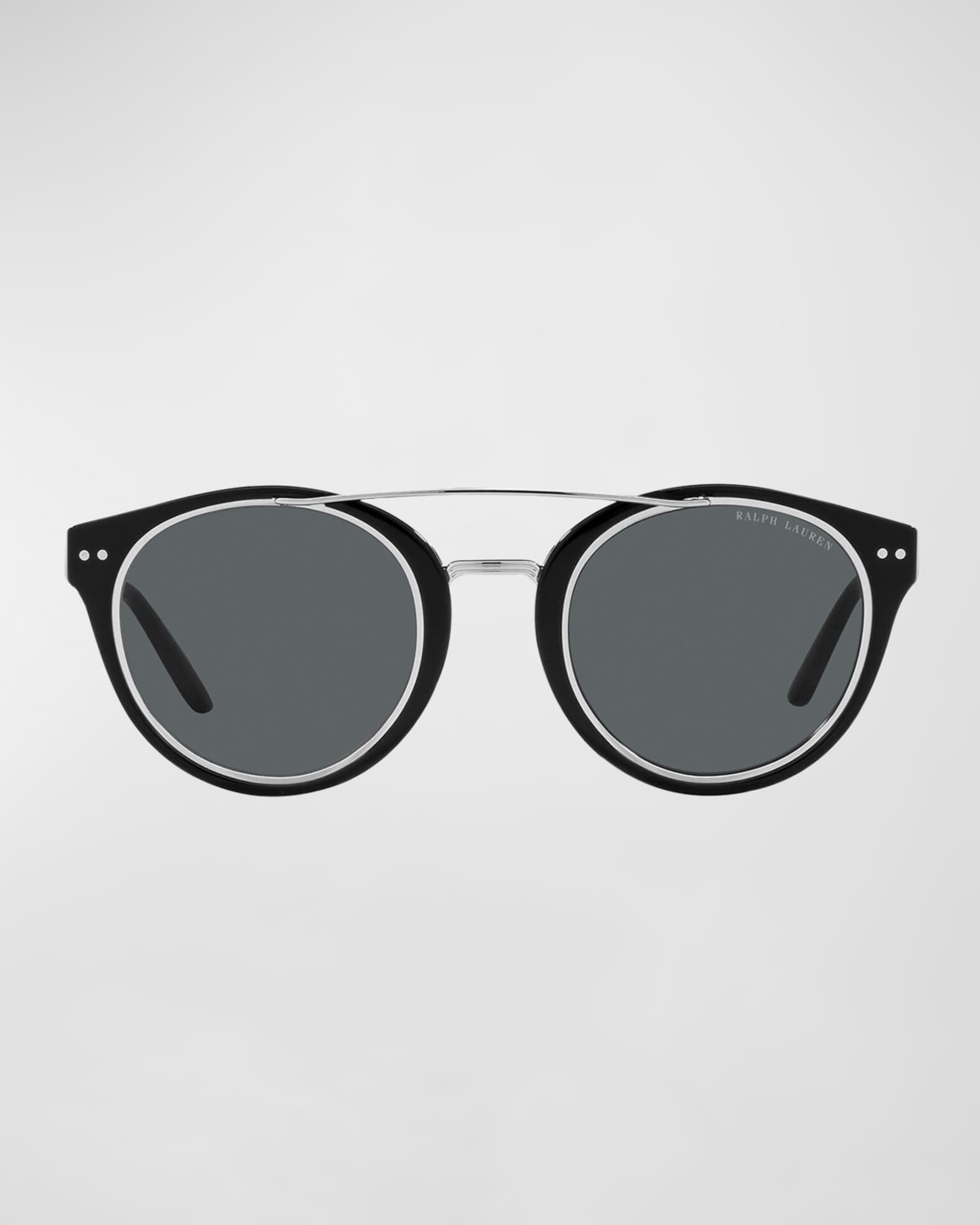 Lauren Ralph Lauren Round Acetate & Metal Aviator Sunglasses | Neiman Marcus