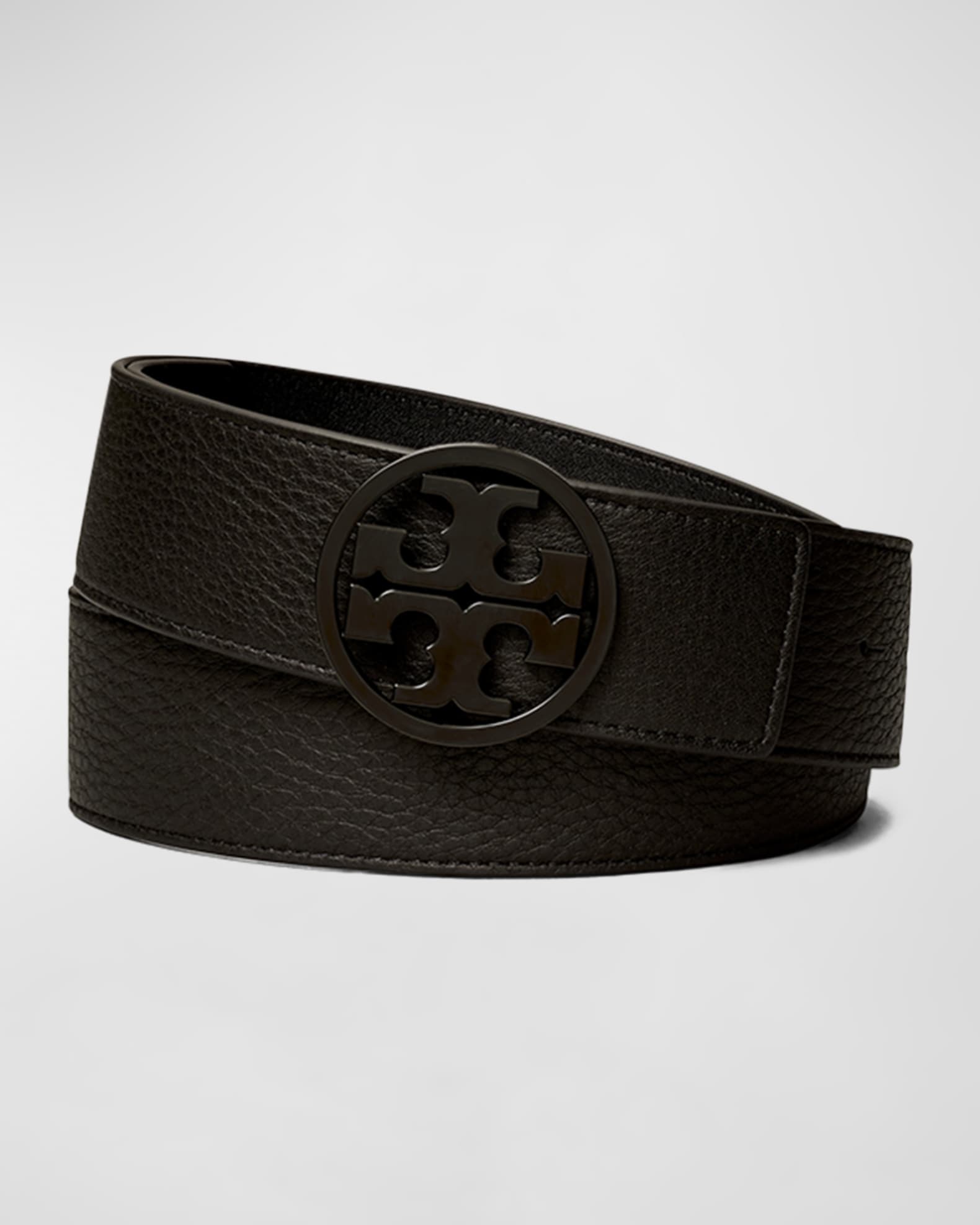 Tory Burch Miller Powder-Coated Leather Belt | Neiman Marcus