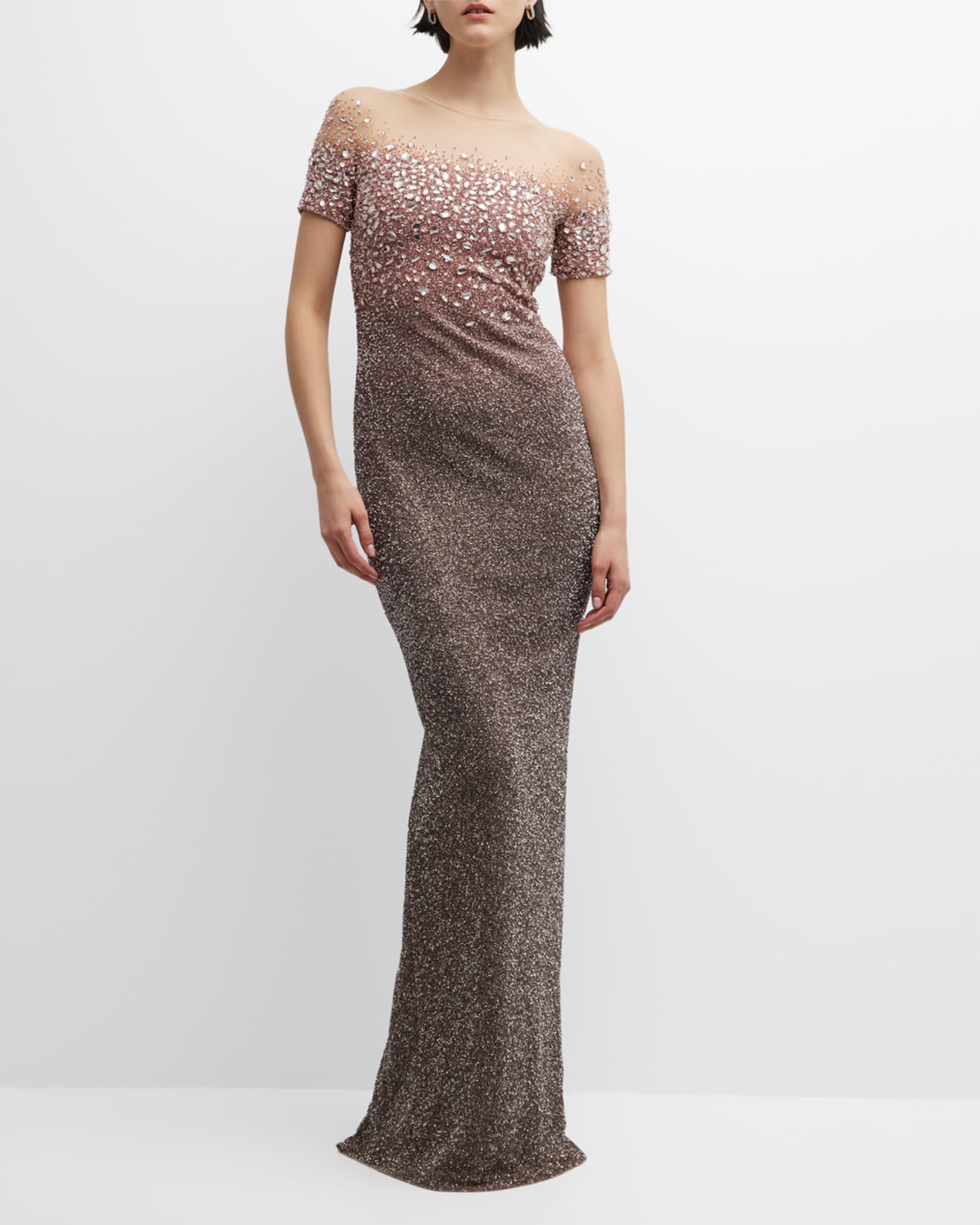 Pamella Roland Ombre Signature Sequin Gown with Oversized Crystal ...