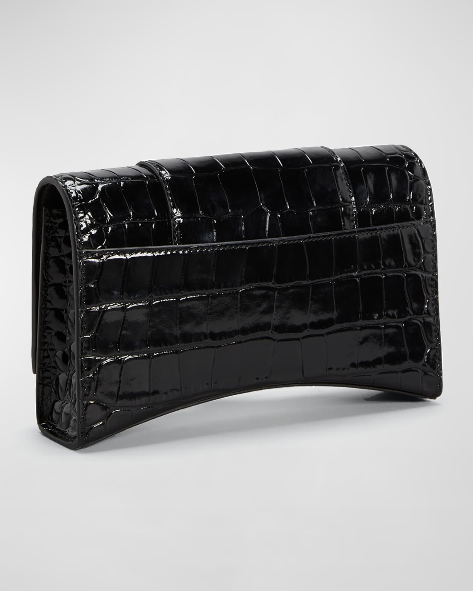 Balenciaga Hourglass Croc-Embossed Wallet on Chain | Neiman Marcus
