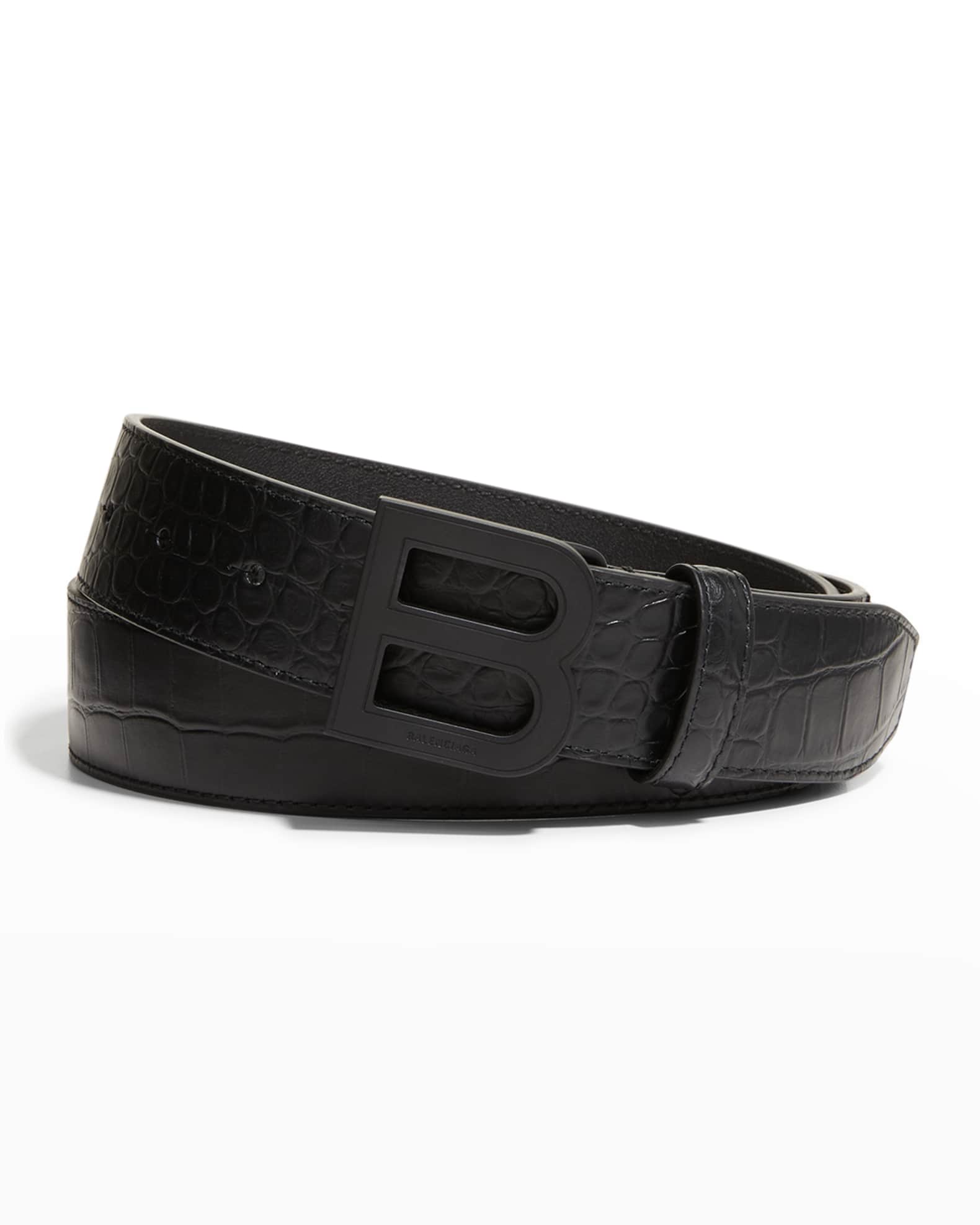 Balenciaga Men's Hourglass B-Logo Tonal Leather Belt | Neiman Marcus