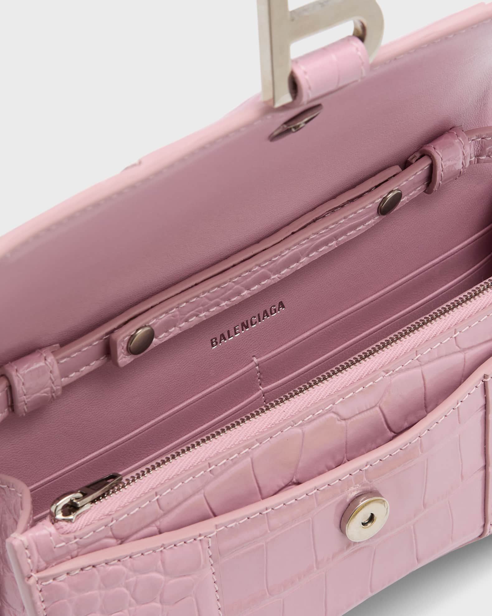 Balenciaga Hourglass Croc-Embossed Wallet on Chain | Neiman Marcus
