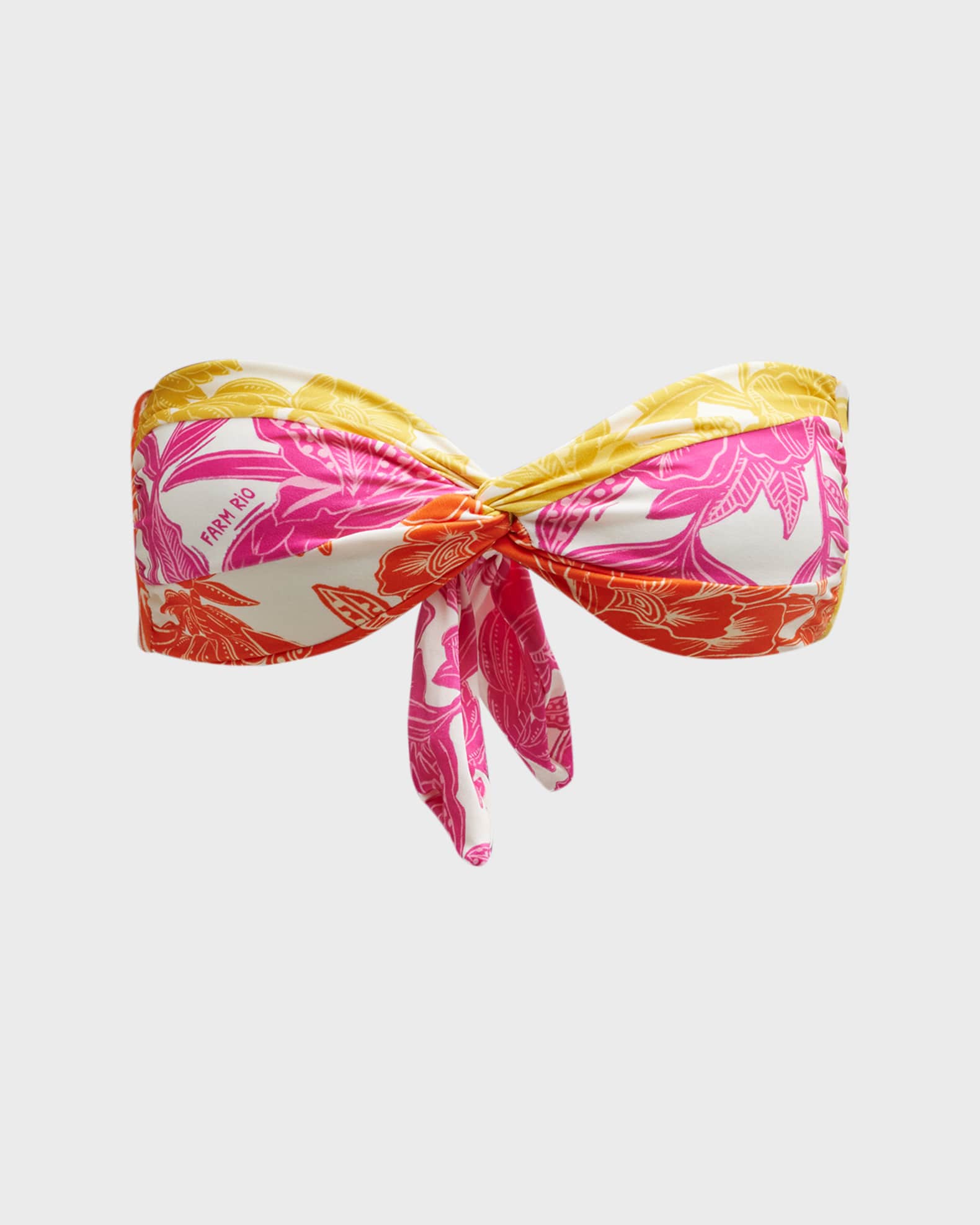 Farm Rio Tropical Woodcut Bandeau Bikini Top | Neiman Marcus