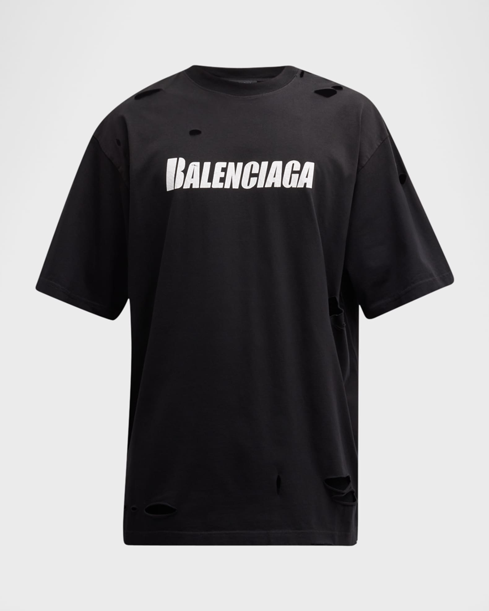 Balenciaga Men's Destroyed T-Shirt Boxy Fit | Neiman Marcus