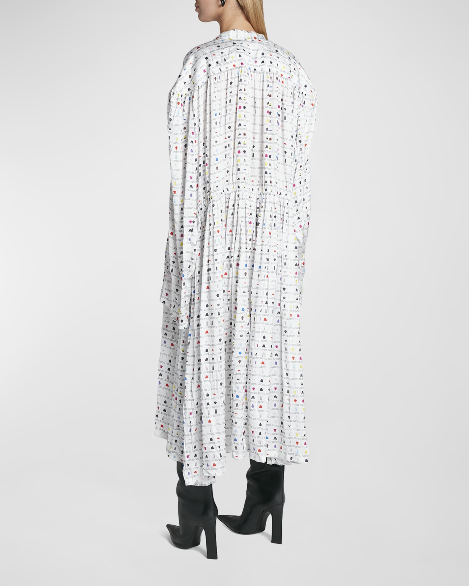 Balenciaga Collection JPEG-Print Oversized Satin Midi Dress | Neiman Marcus
