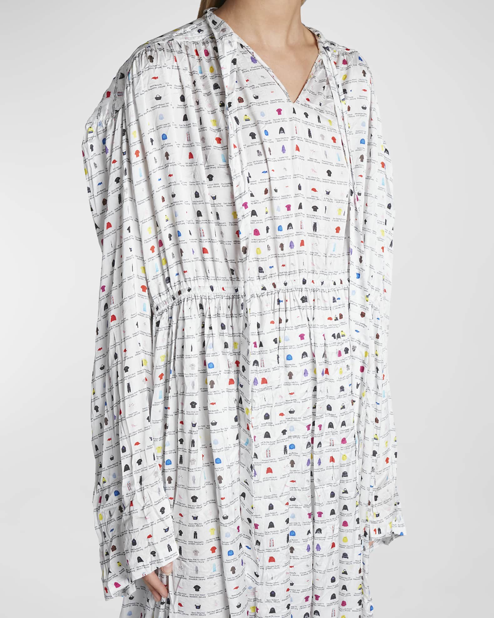Balenciaga Collection JPEG-Print Oversized Satin Midi Dress | Neiman Marcus