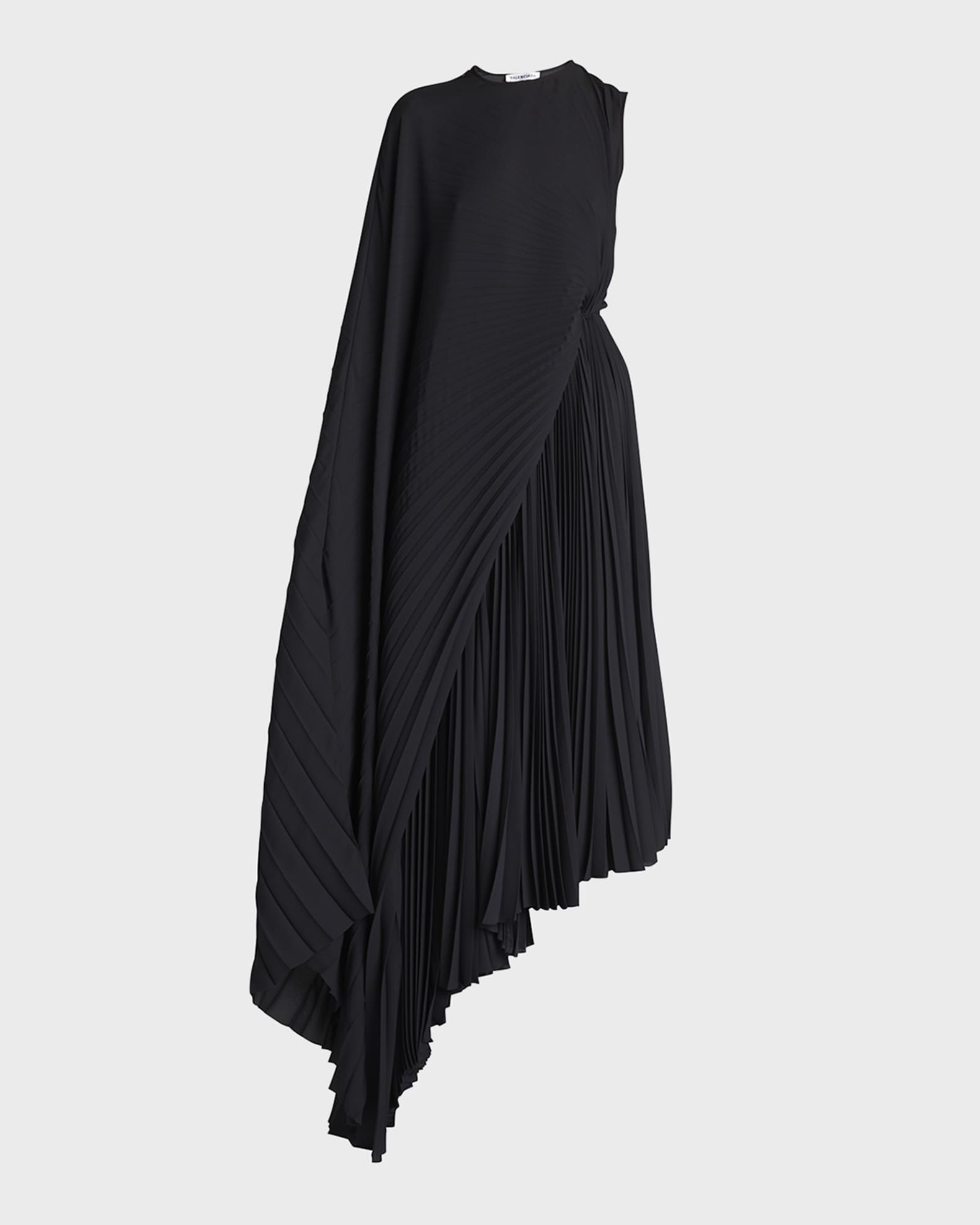 Balenciaga Asymmetric Pleated Cape Maxi Dress | Neiman Marcus