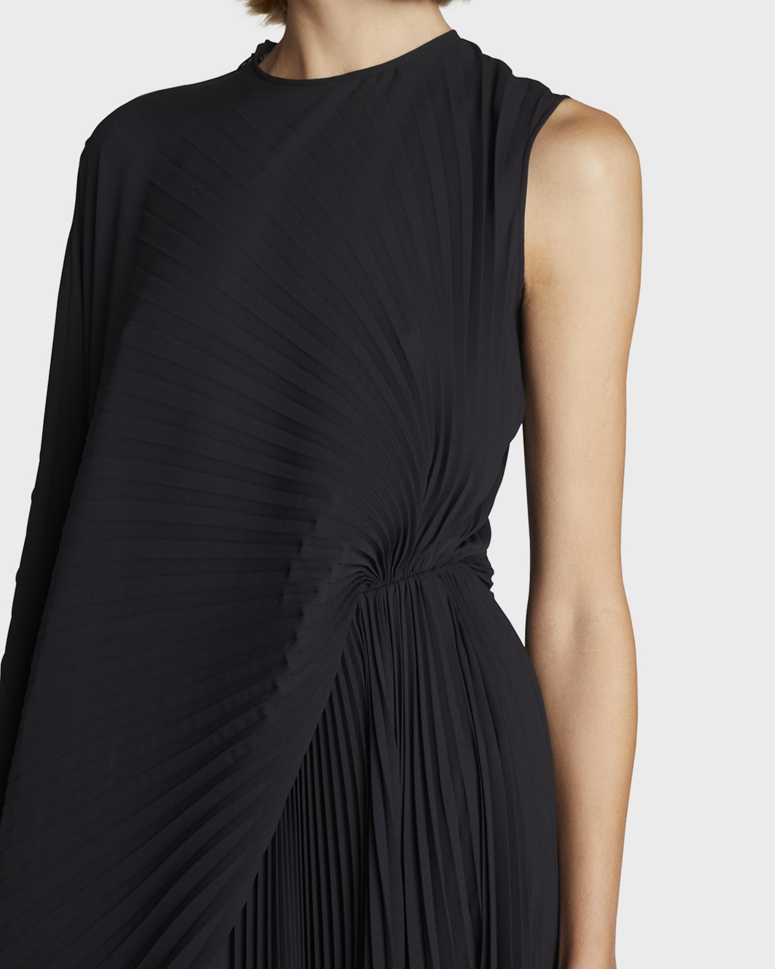 Balenciaga Asymmetric Pleated Cape Maxi Dress | Neiman Marcus
