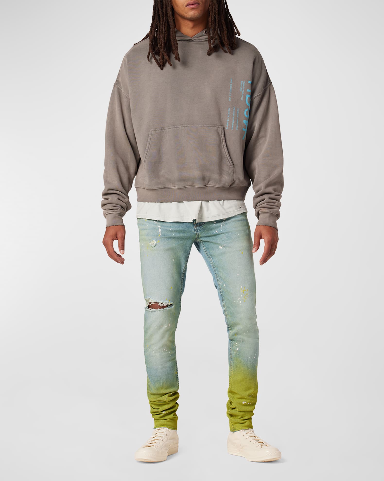 Hudson Men's Zack Distressed Splatter Skinny Jeans | Neiman Marcus