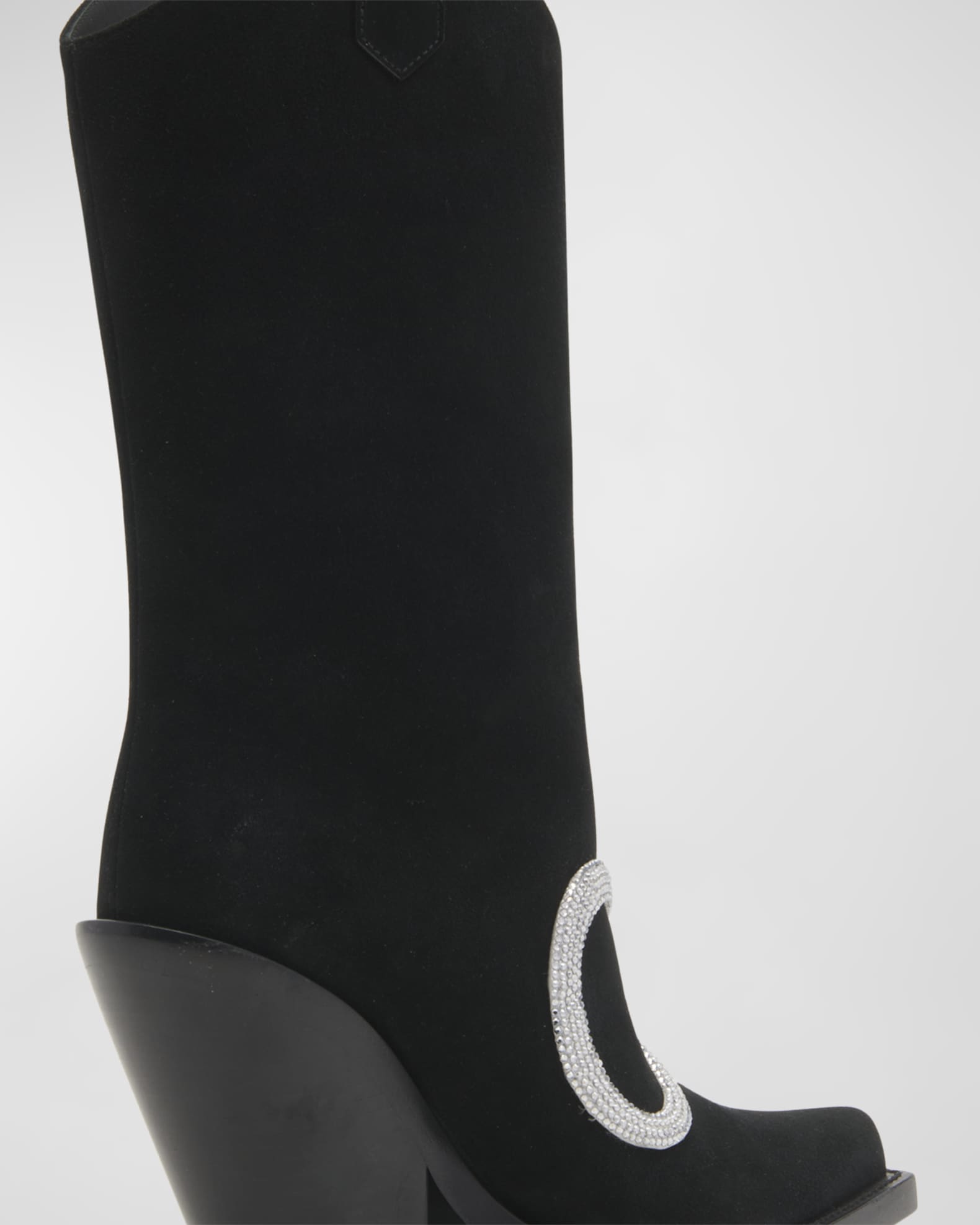 Rene Caovilla Suede Snake Strass Western Boots | Neiman Marcus