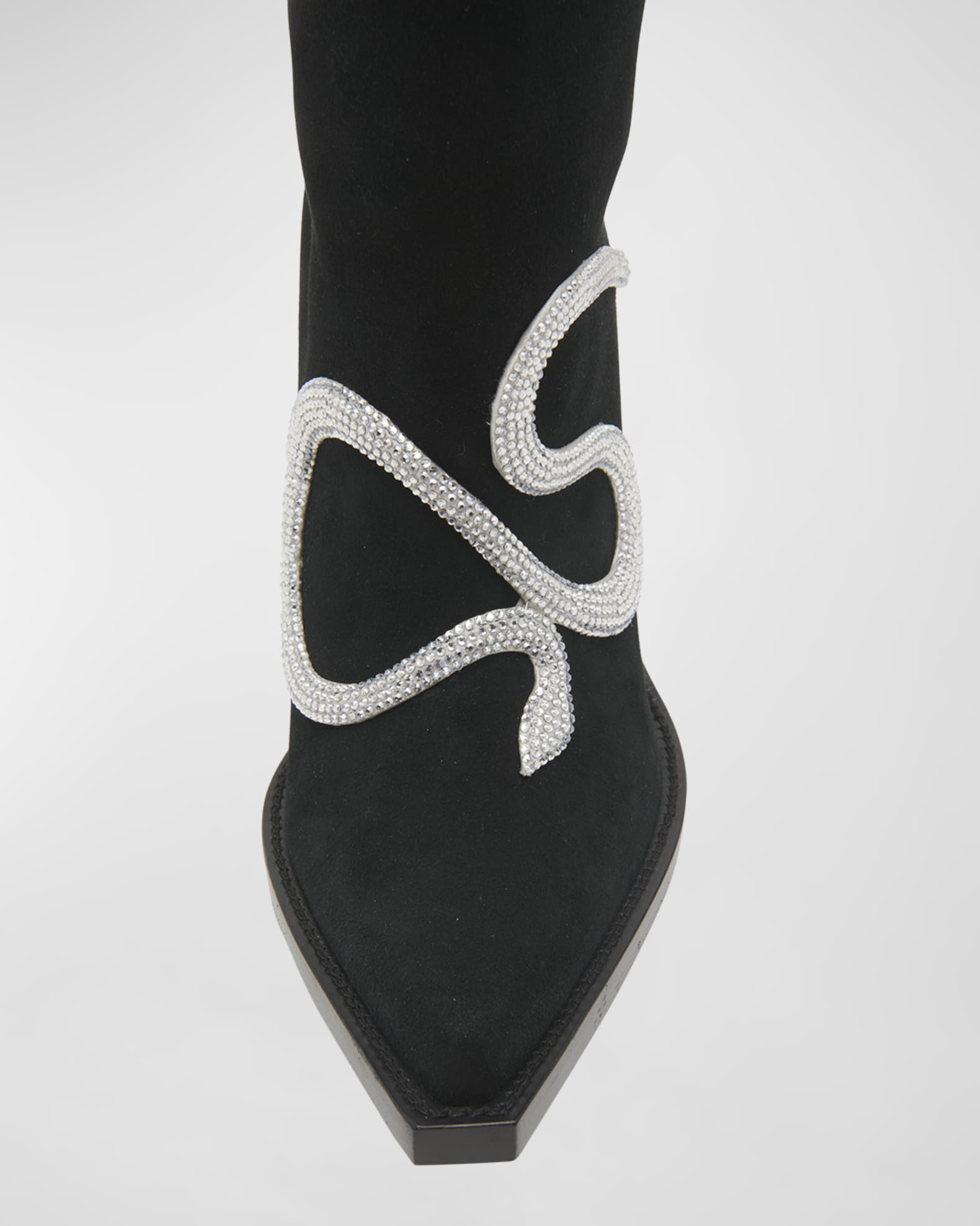 Rene Caovilla Suede Snake Strass Western Boots | Neiman Marcus