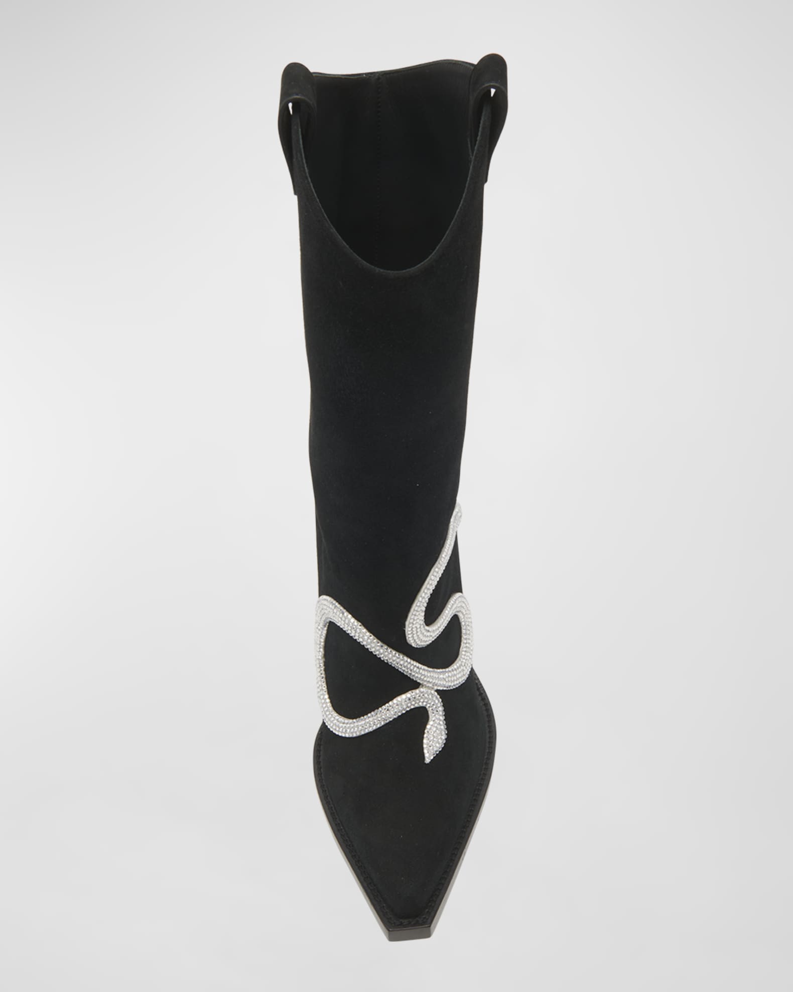 Rene Caovilla Suede Snake Strass Western Boots | Neiman Marcus