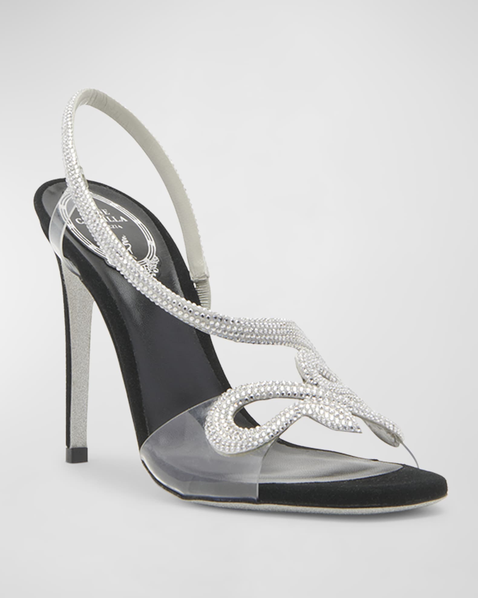Rene Caovilla Asymm Strass Snake Slingback Sandals | Neiman Marcus