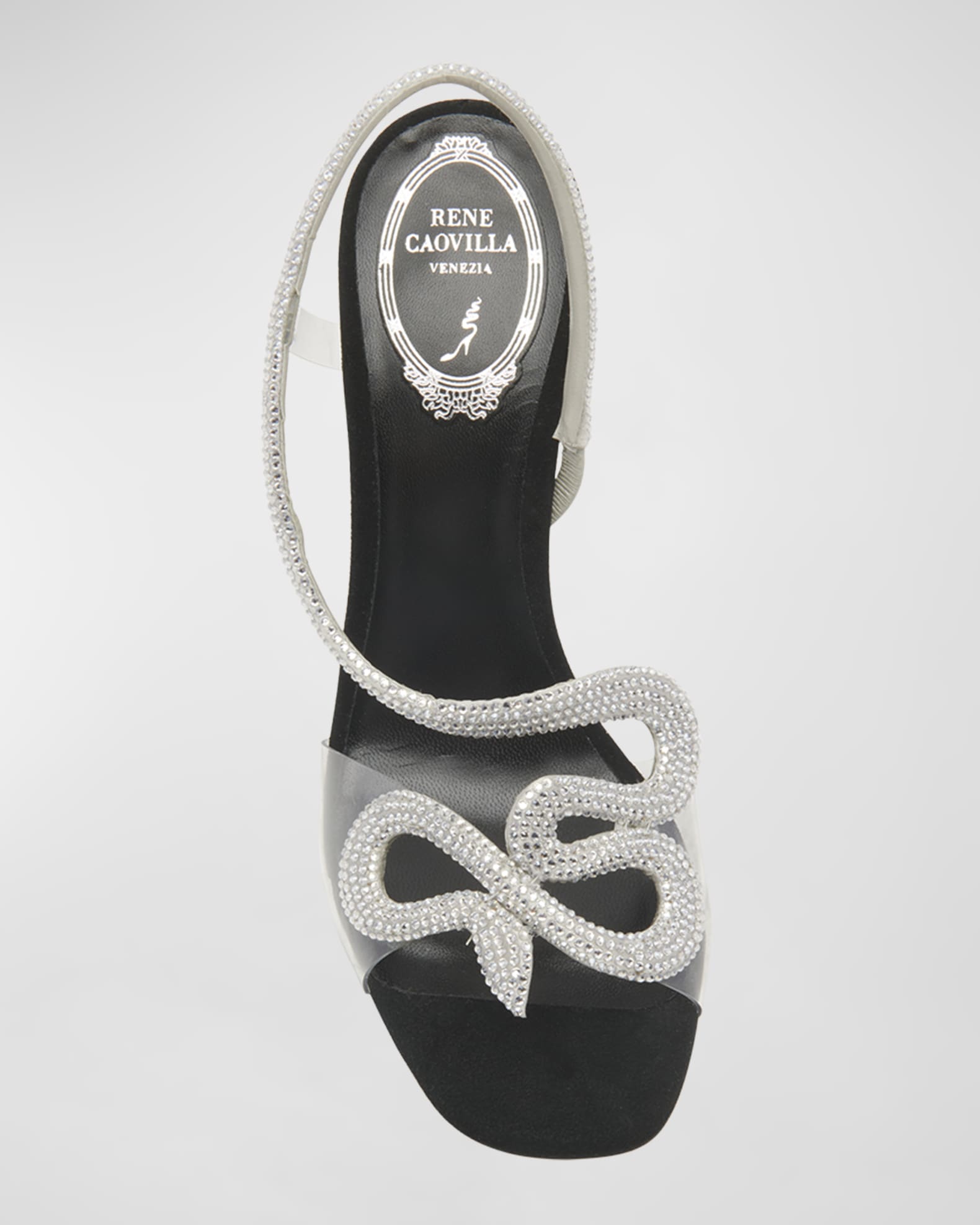 Rene Caovilla Asymm Strass Snake Slingback Sandals | Neiman Marcus