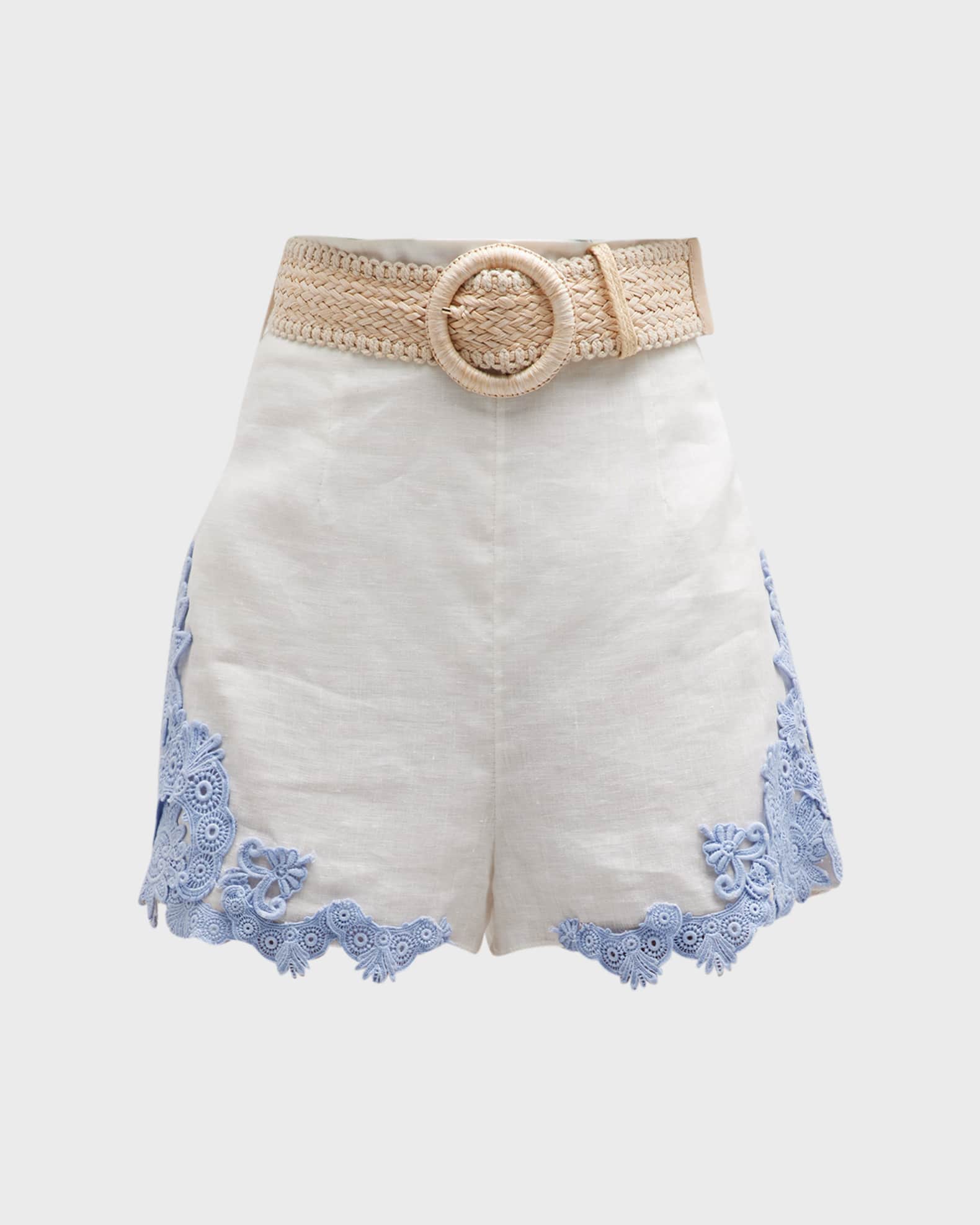 Zimmermann Raie Embroidered Trim Shorts | Neiman Marcus
