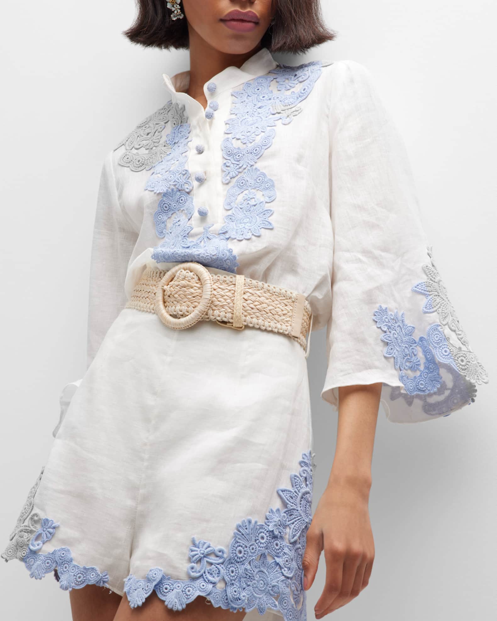 Zimmermann Raie Embroidered Trim Top | Neiman Marcus