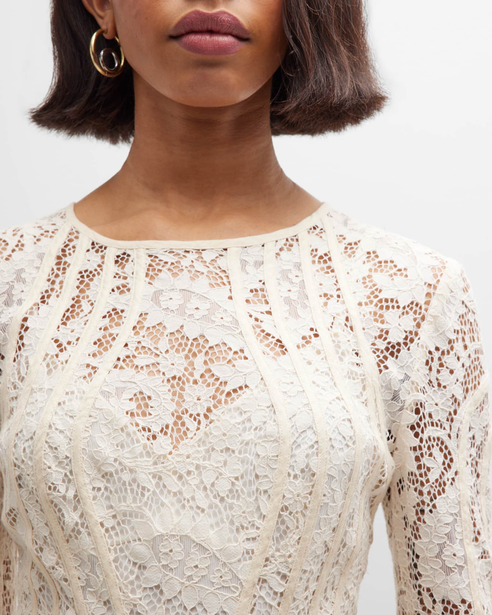 Zimmermann Devi Lace Long-Sleeve Midi Dress | Neiman Marcus
