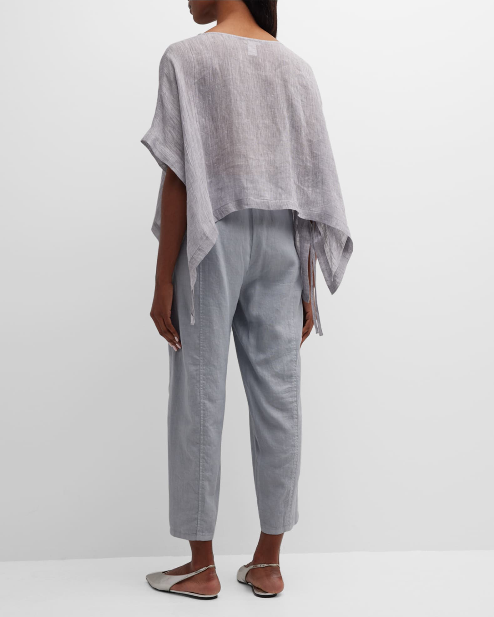 Eileen Fisher Side-Tie Gauze Handkerchief Poncho | Neiman Marcus
