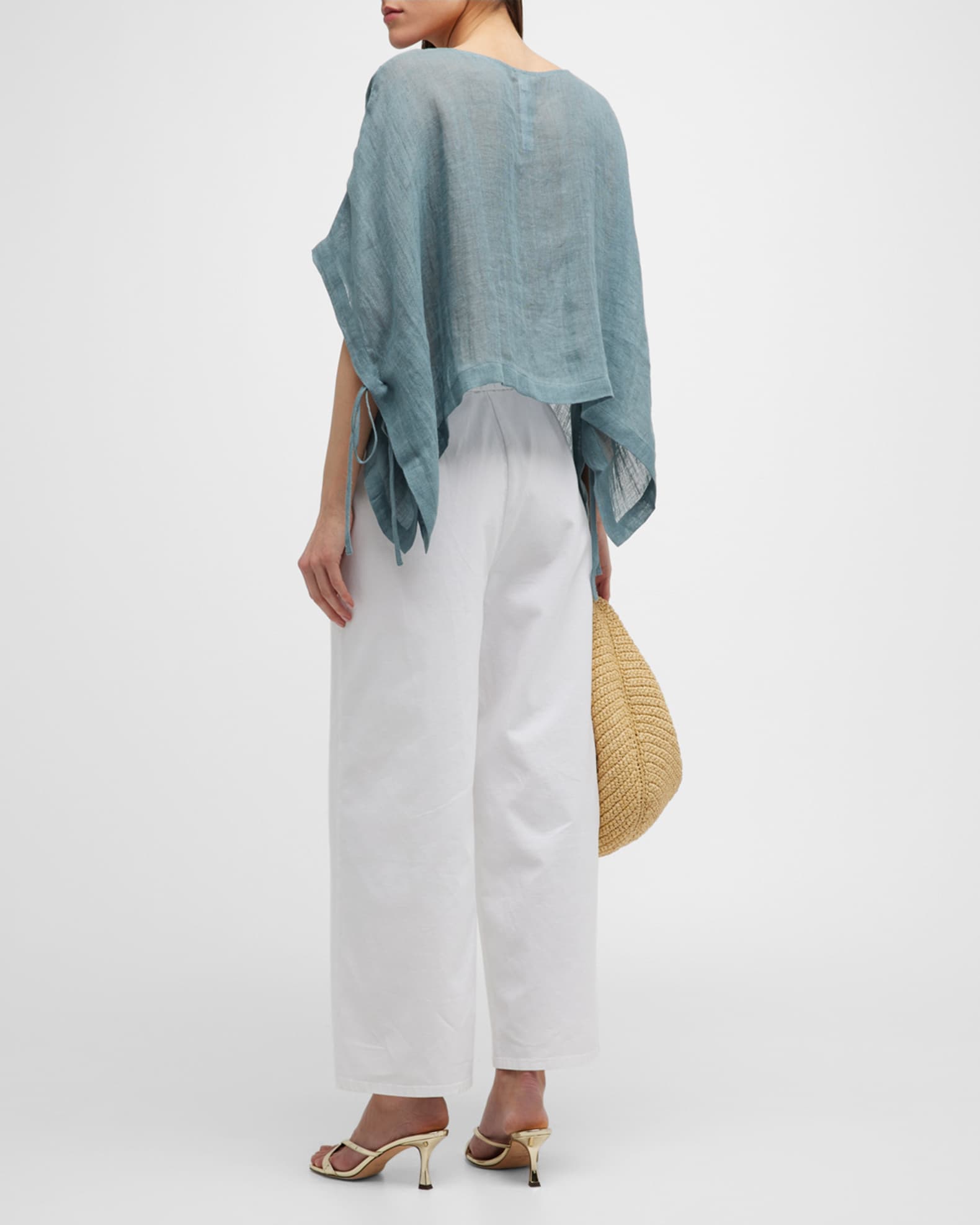 Eileen Fisher Side-Tie Gauze Handkerchief Poncho | Neiman Marcus