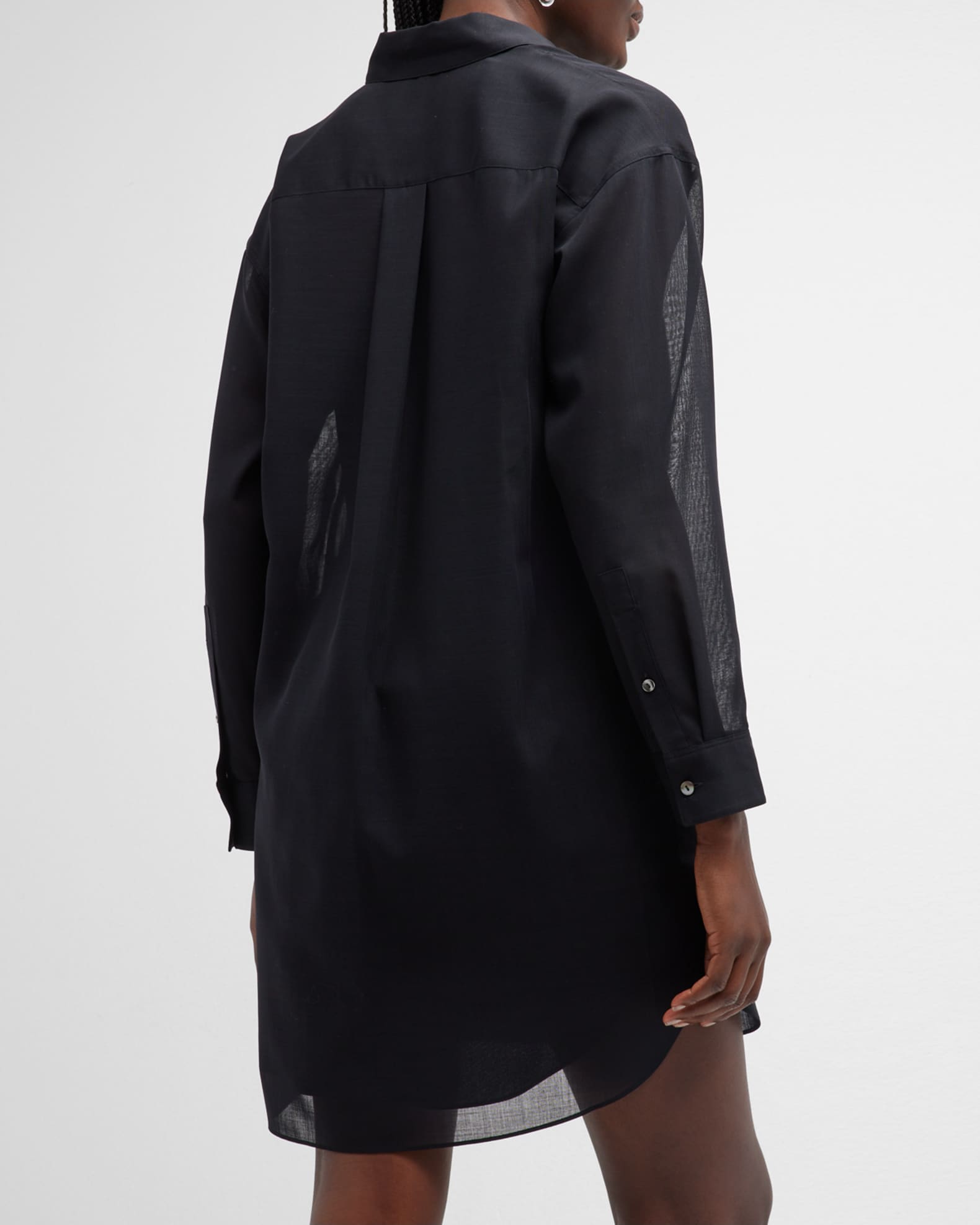 Theory Long-Sleeve Oversized Mini Shirtdress | Neiman Marcus