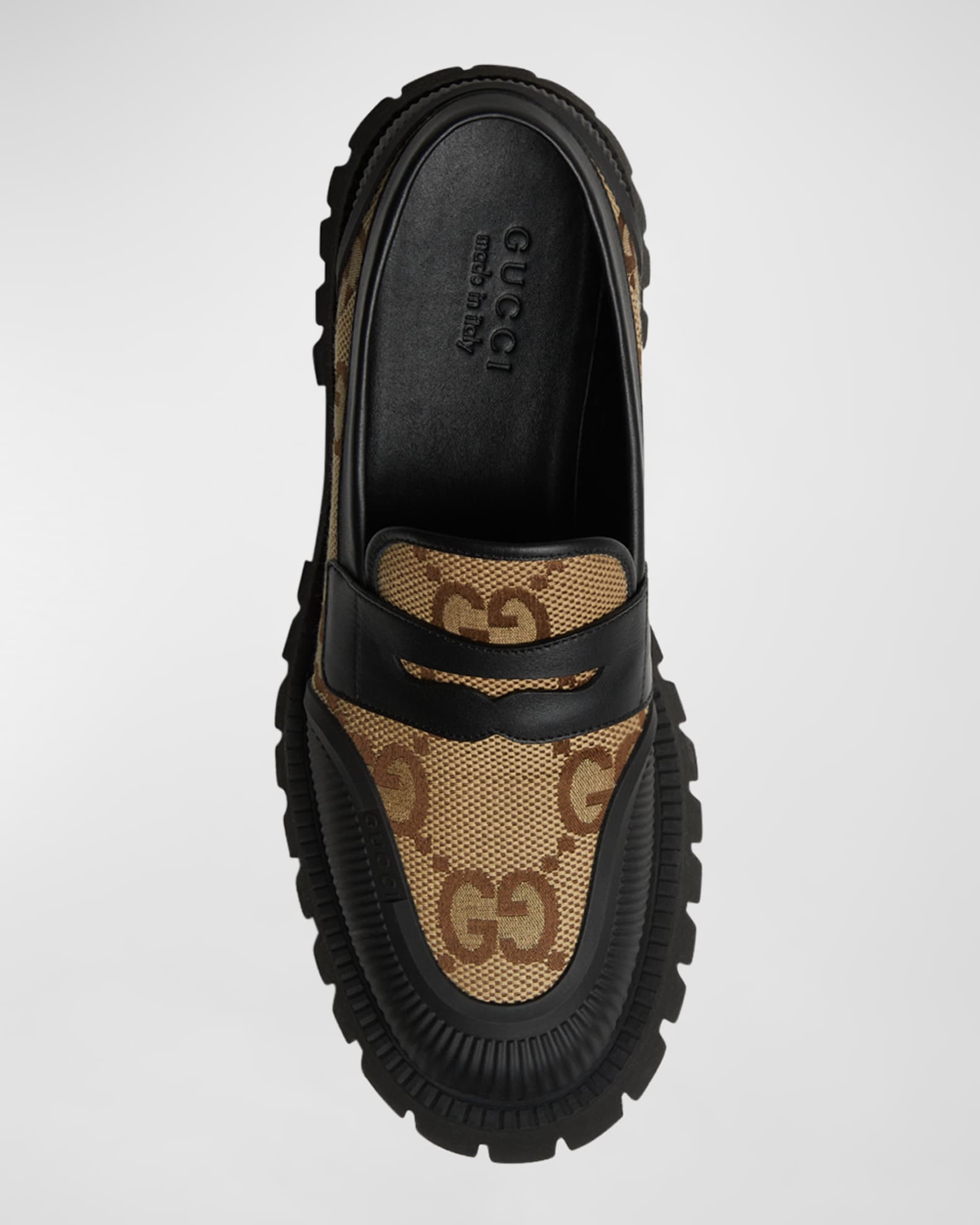Gucci Men's Novo Lug Sole Penny Loafers | Neiman Marcus